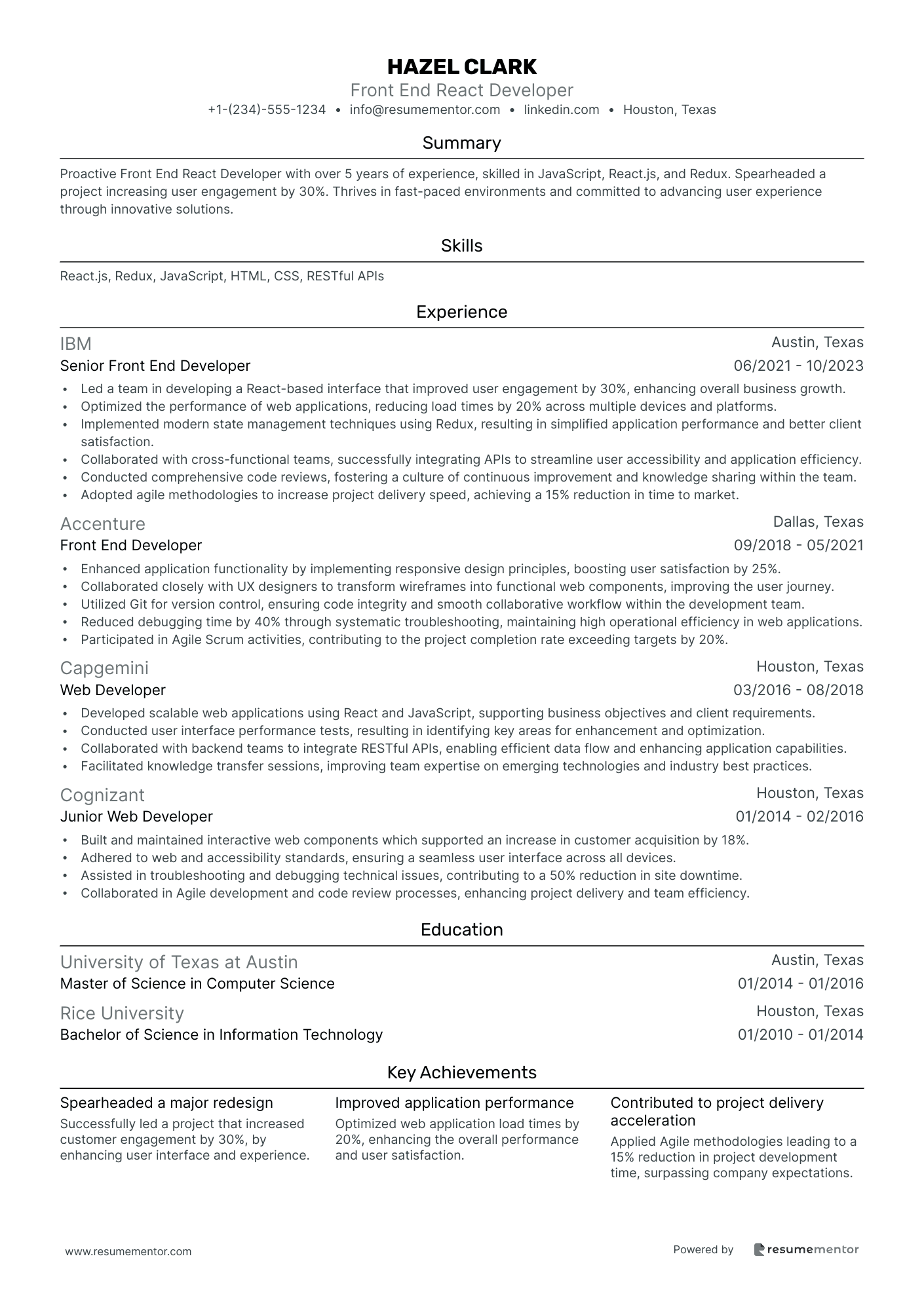 React Developer Resume Example - Free to Edit ATS-Friendly PDF - 2025