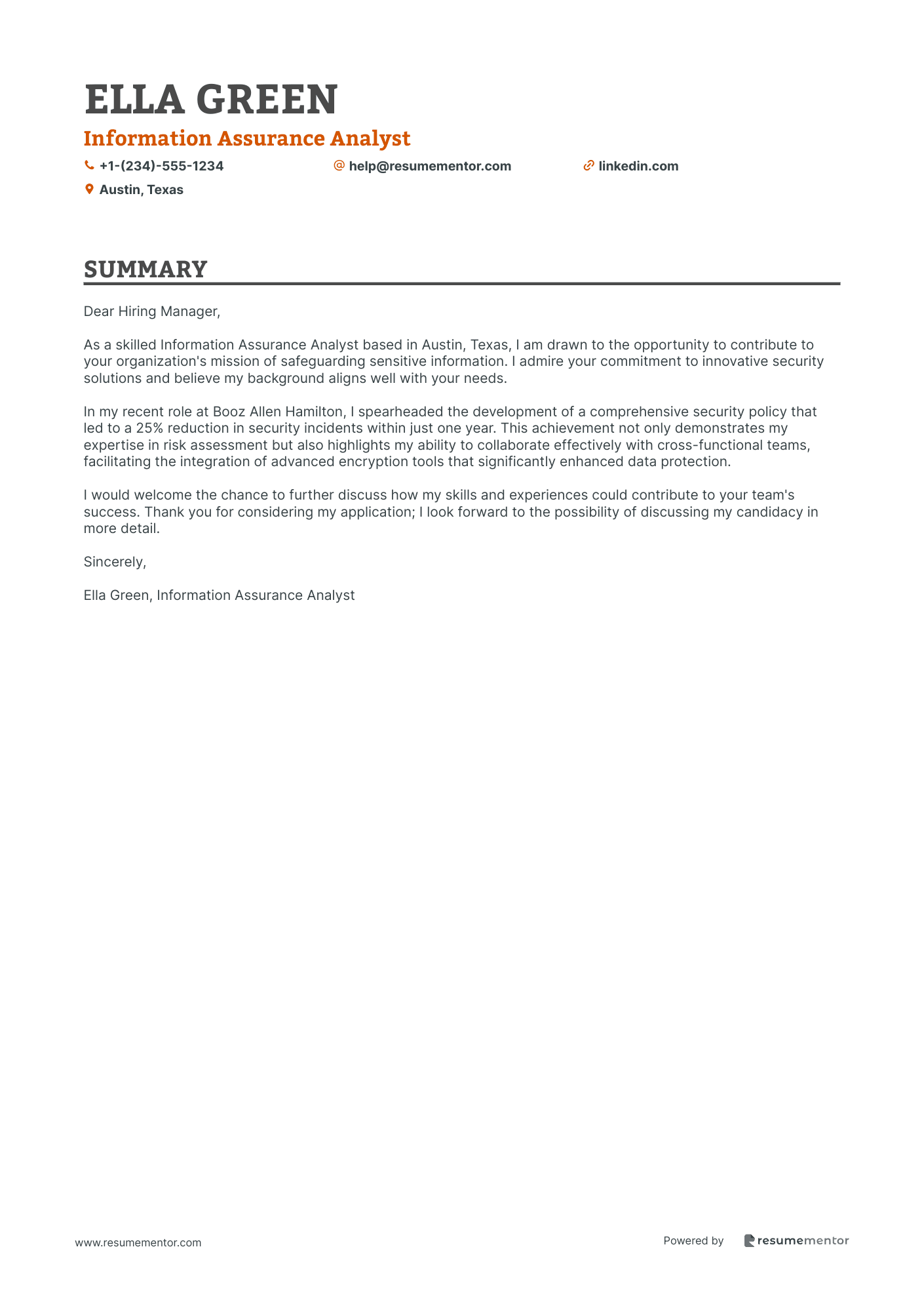 IT Security Analyst Cover Letter Examples by ResumeMentor.com ...