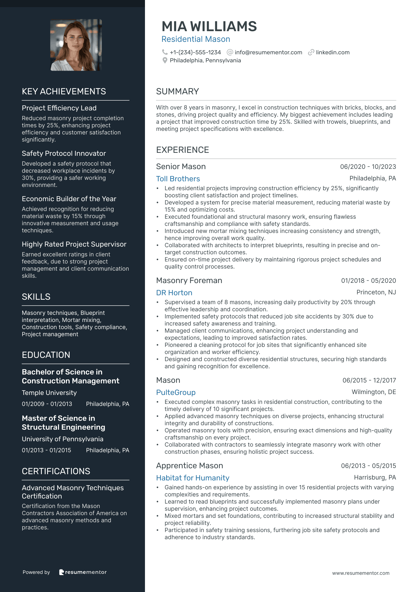 Mason Resume Examples - Free to Edit ATS-Friendly PDF - 2025