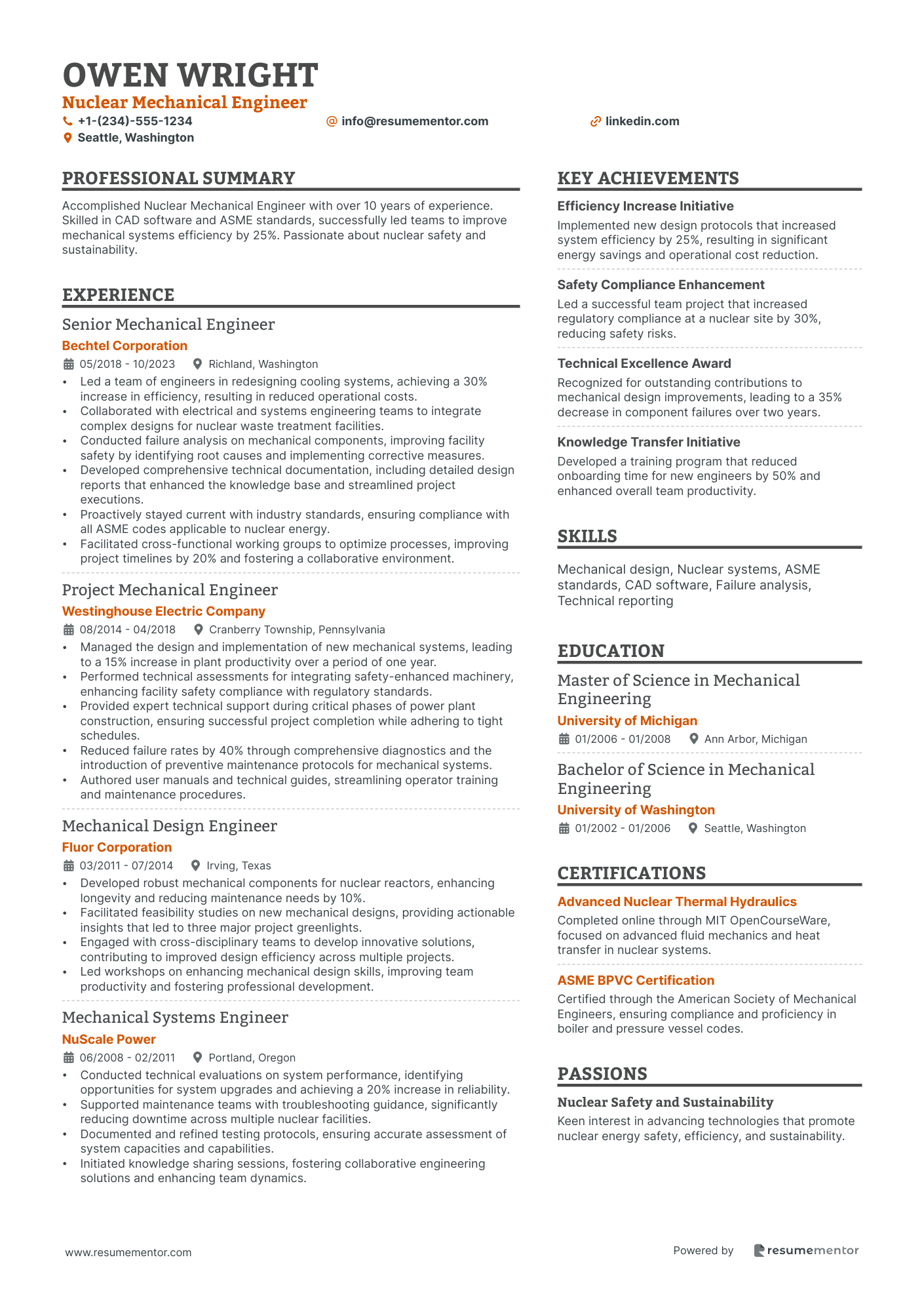 Mechanical Engineer Resume Example - Free to Edit ATS-Friendly PDF - 2025