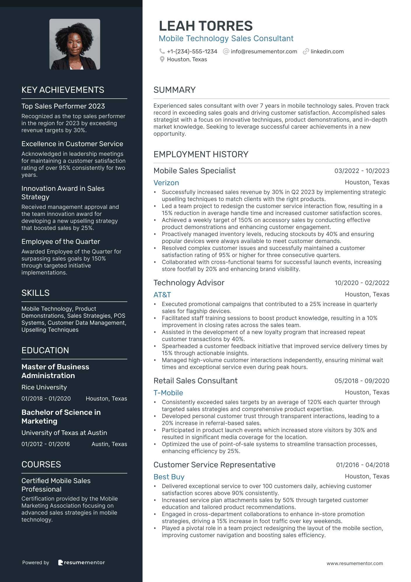 Cell Phone Sales Resume Example - Free to Edit ATS-Friendly PDF - 2025