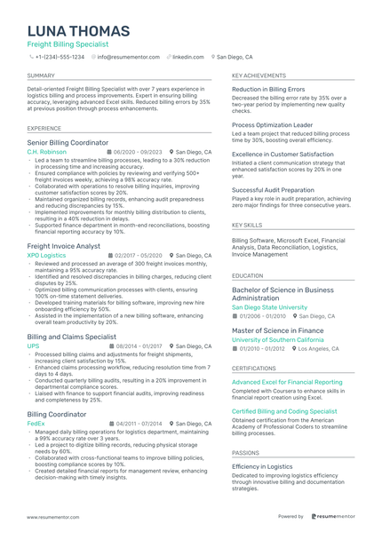 Billing Specialist Resume Examples - Free to Edit ATS-Friendly PDF - 2025