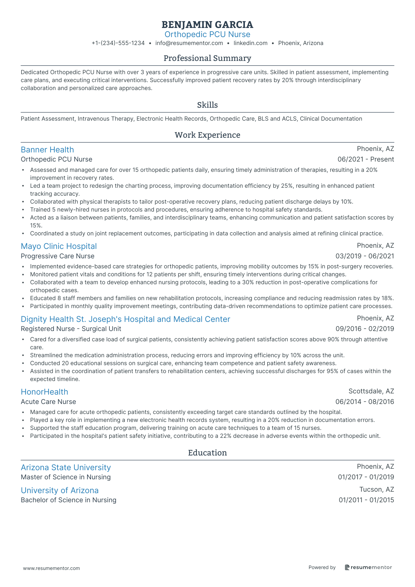 PCU Nurse Resume Example - Free to Edit ATS-Friendly PDF - 2025
