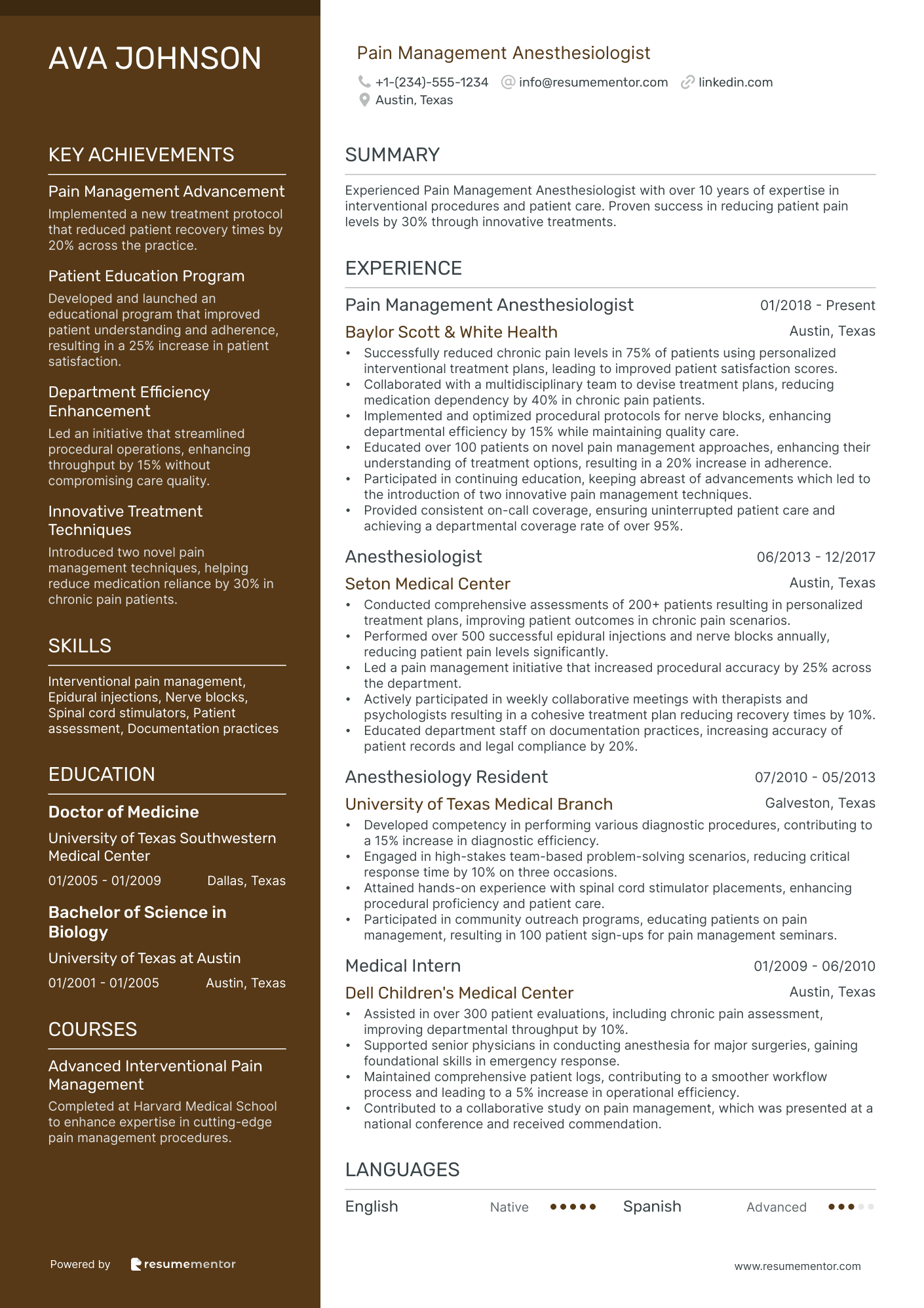 Anesthesiologist Resume Example - Free to Edit ATS-Friendly PDF - 2025
