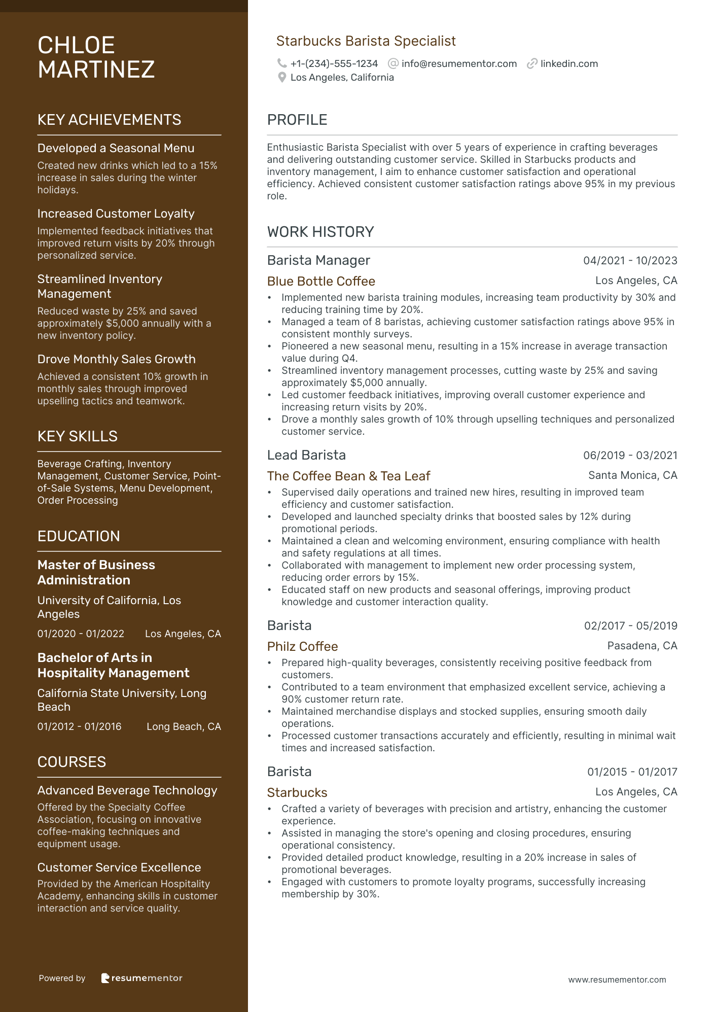 Starbucks Resume Examples - Free to Edit ATS-Friendly PDF - 2025
