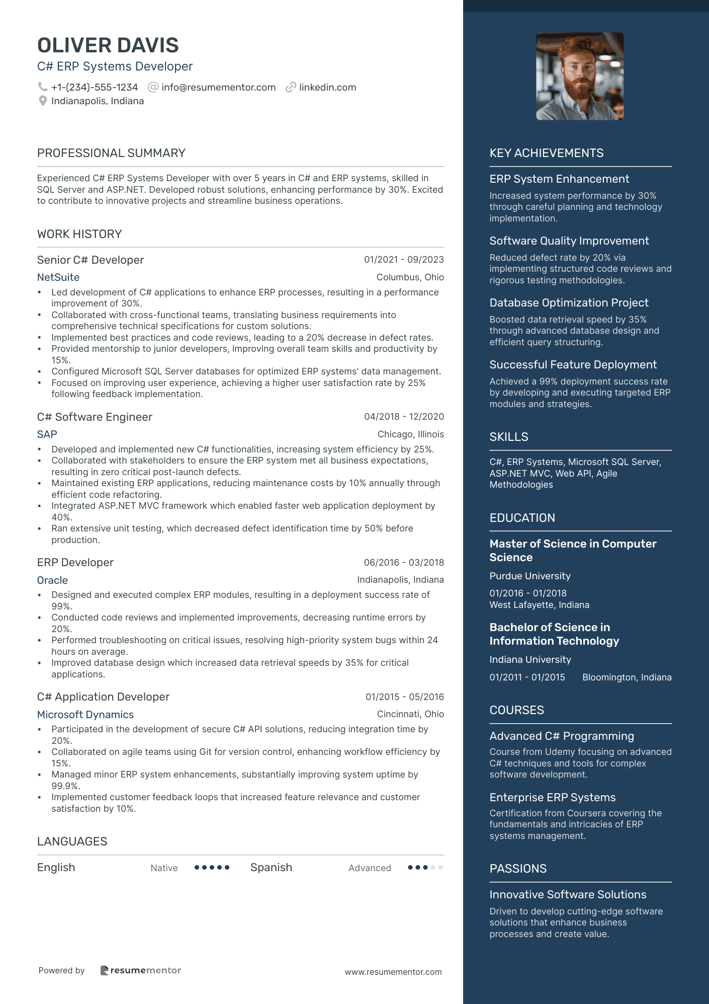 C# Developer Resume Example - Free to Edit ATS-Friendly PDF - 2025