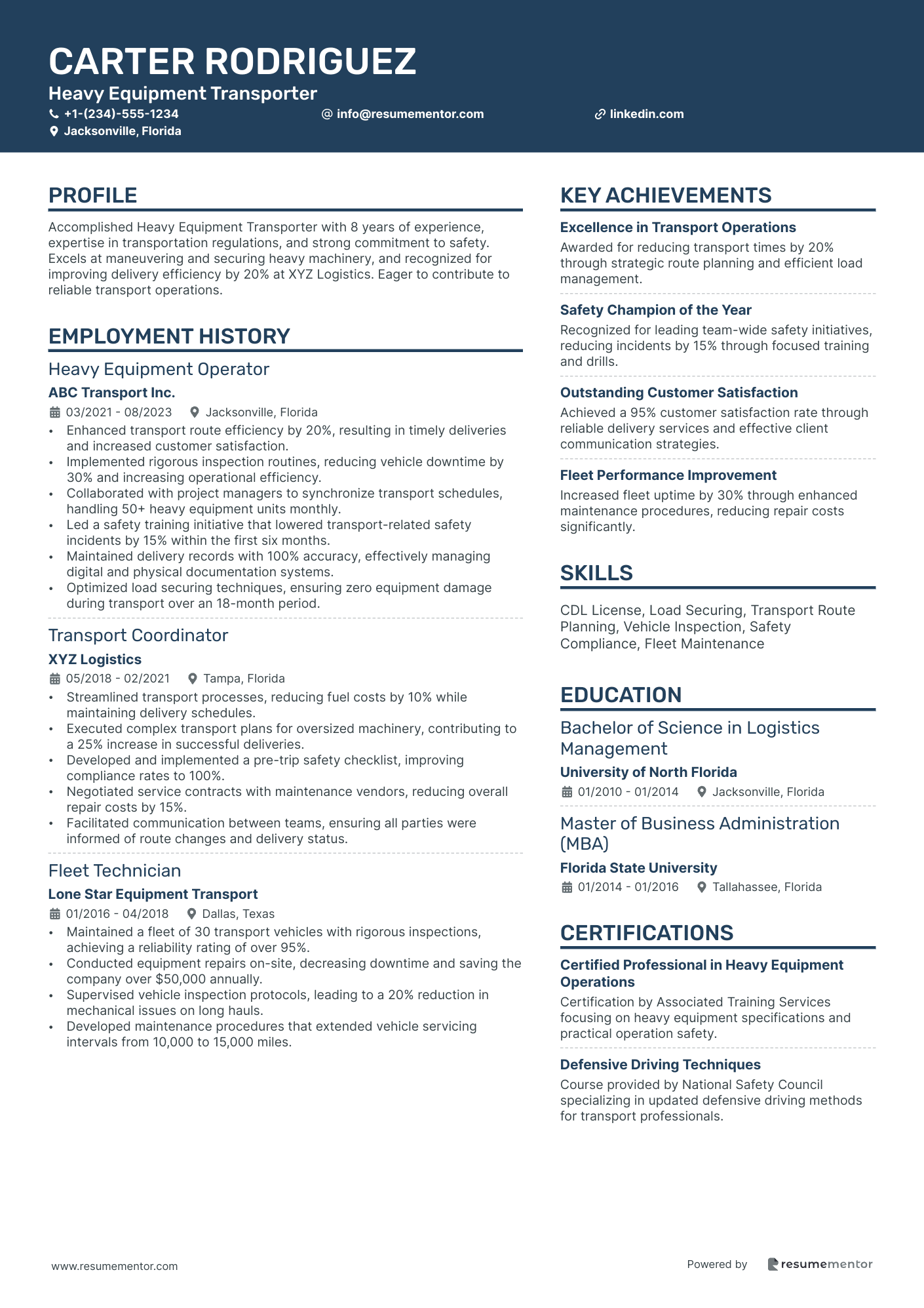 Company Driver Resume Examples - Free to Edit ATS-Friendly PDF - 2025