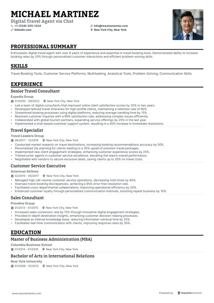 Online Chat Representative Resume Examples - Free to Edit ATS-Friendly ...