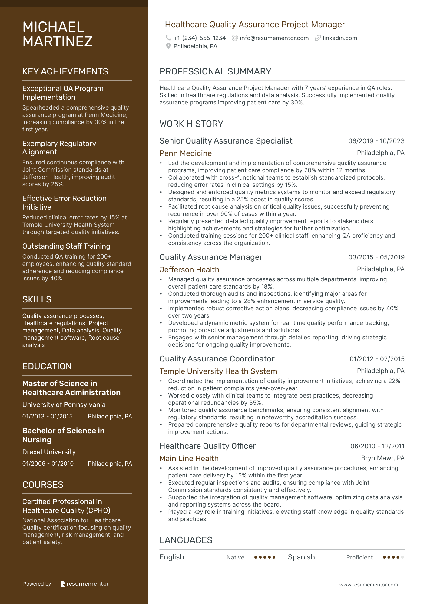 Healthcare Project Manager Resume Example - Free to Edit ATS-Friendly ...