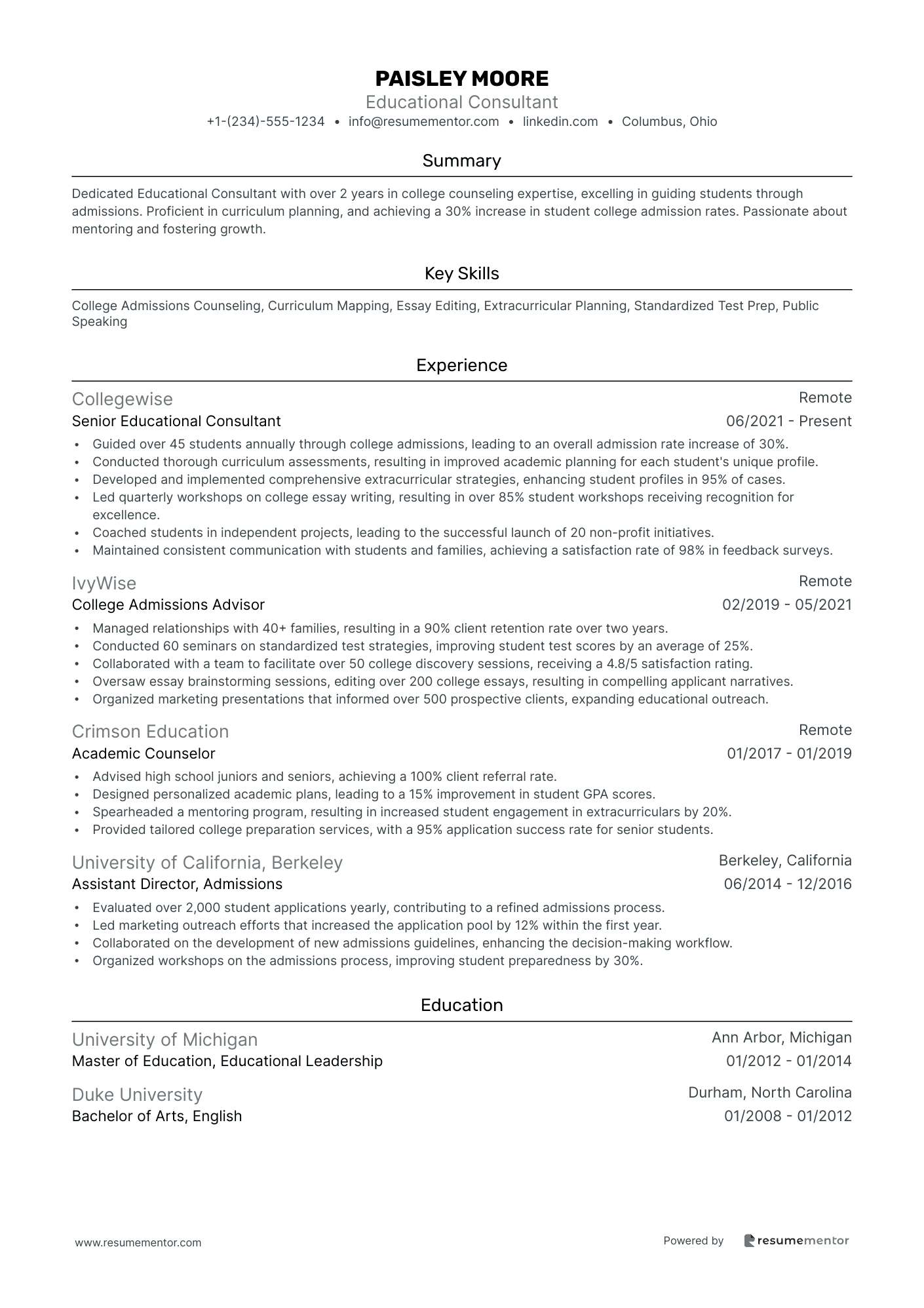 19 Education Resume Examples - Free to Edit ATS-Friendly PDF - 2025