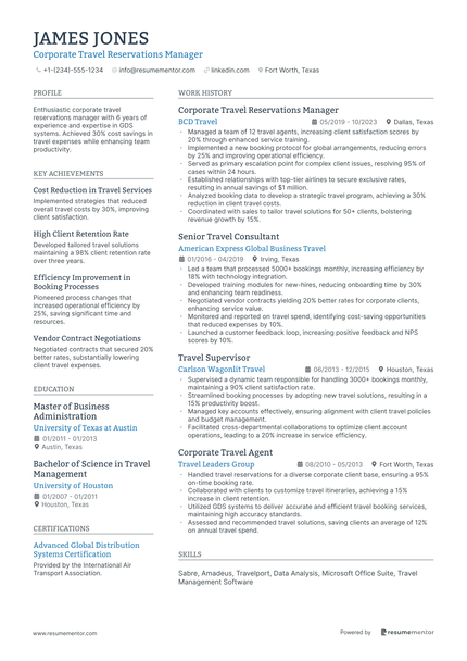 Reservations Manager Resume Examples - Free to Edit ATS-Friendly PDF - 2025