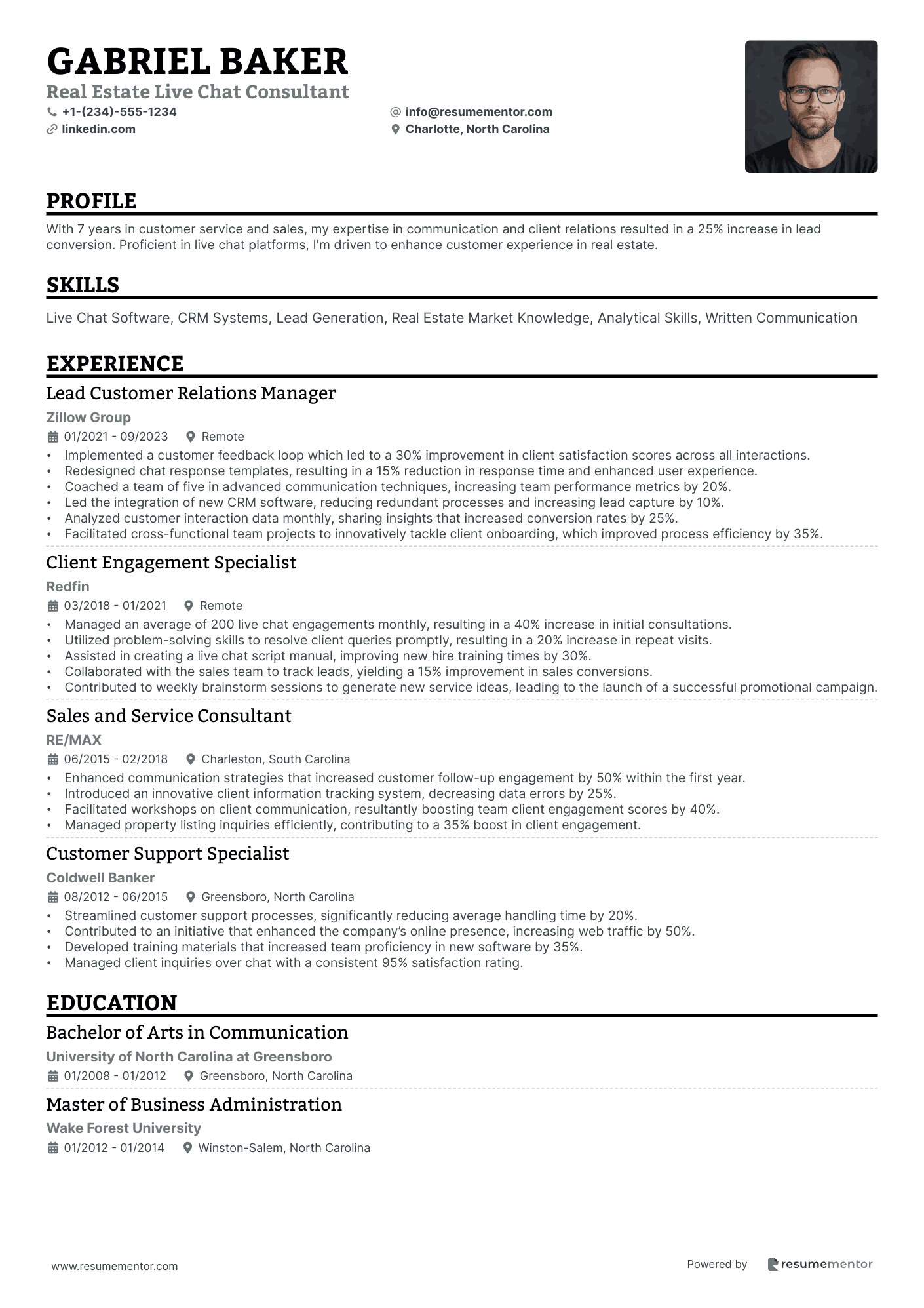 Online Chat Representative Resume Examples - Free to Edit ATS-Friendly ...