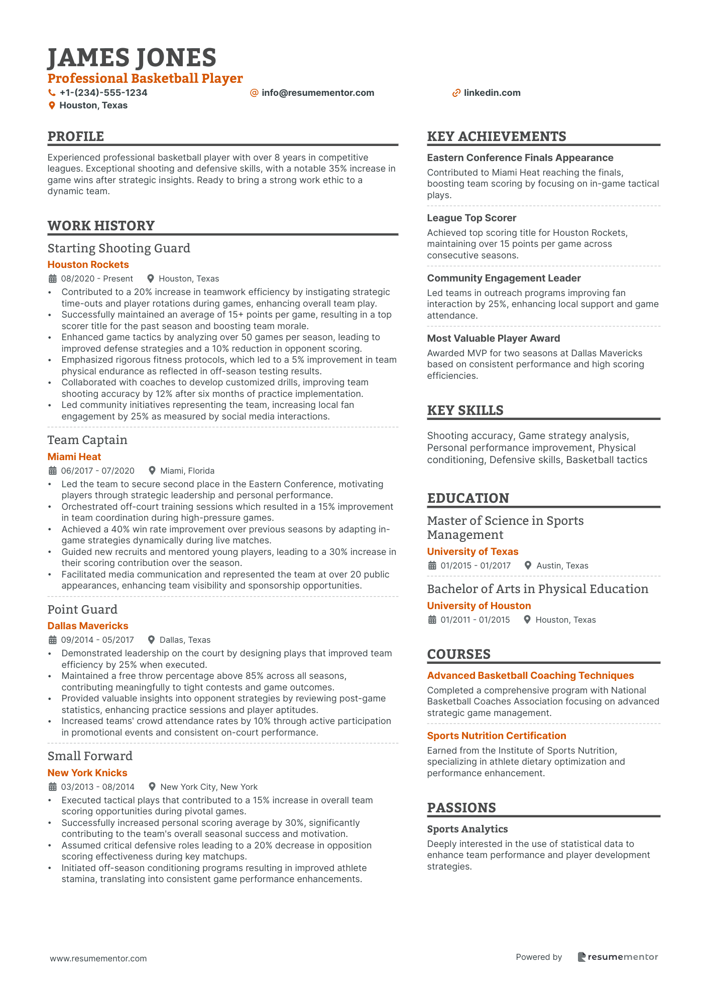Athletes and Sports Resume Examples - Free to Edit ATS-Friendly PDF - 2025
