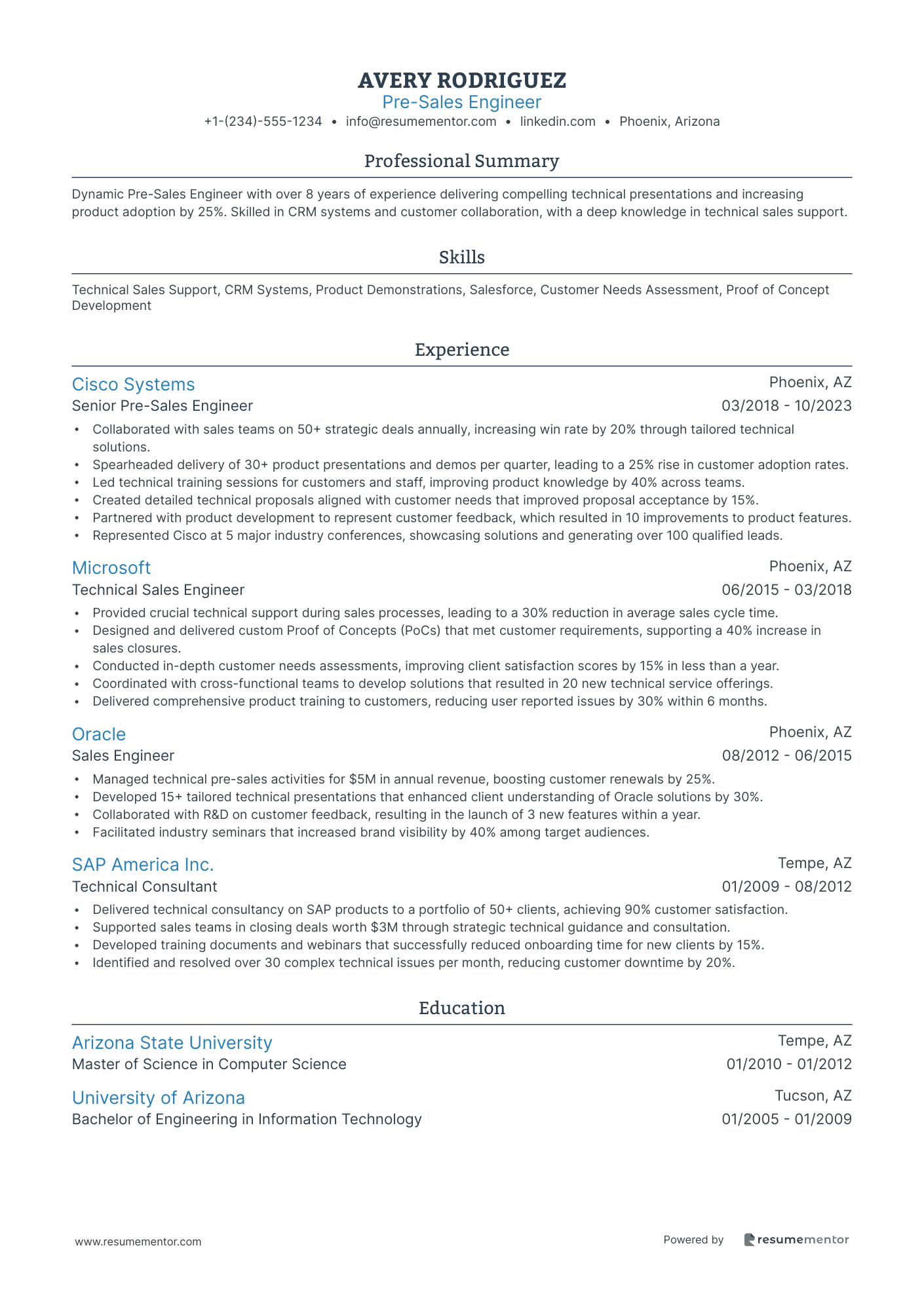 Pre-Sales Resume Example - Free to Edit ATS-Friendly PDF - 2025