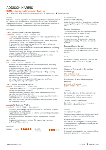 Servicenow Developer Resume Examples To Get You Hired in 2025