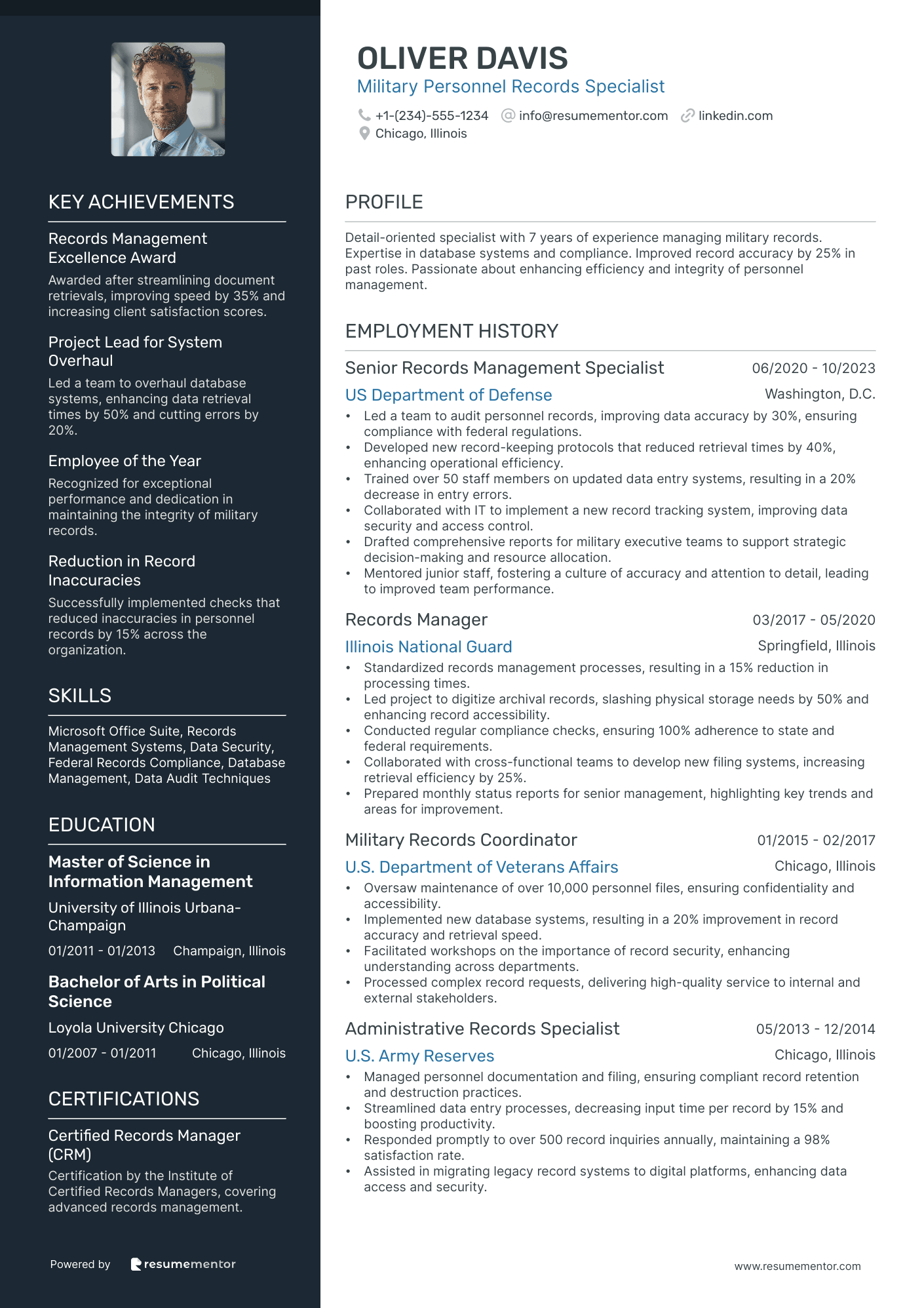 Army Human Resources Specialist Resume Example - Free to Edit ATS ...