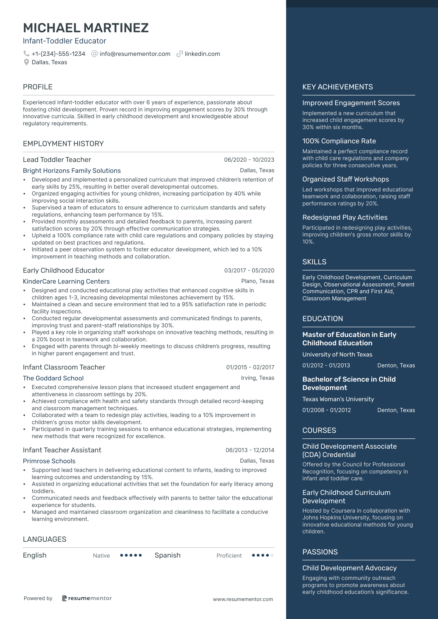 Early Childhood Education Resume Examples - Free to Edit ATS-Friendly ...