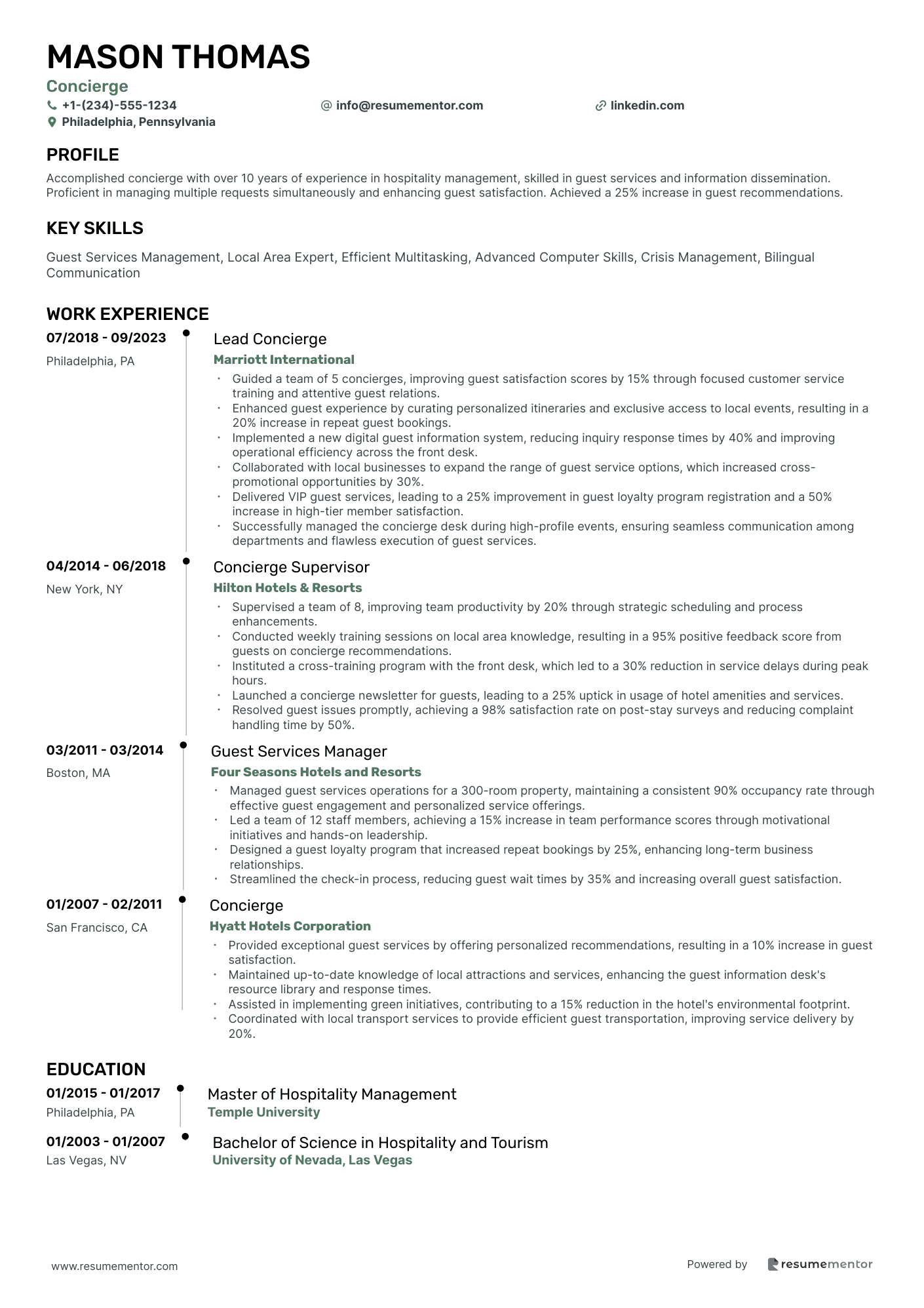 30 Hospitality Resume Examples - Free to Edit ATS-Friendly PDF - 2025