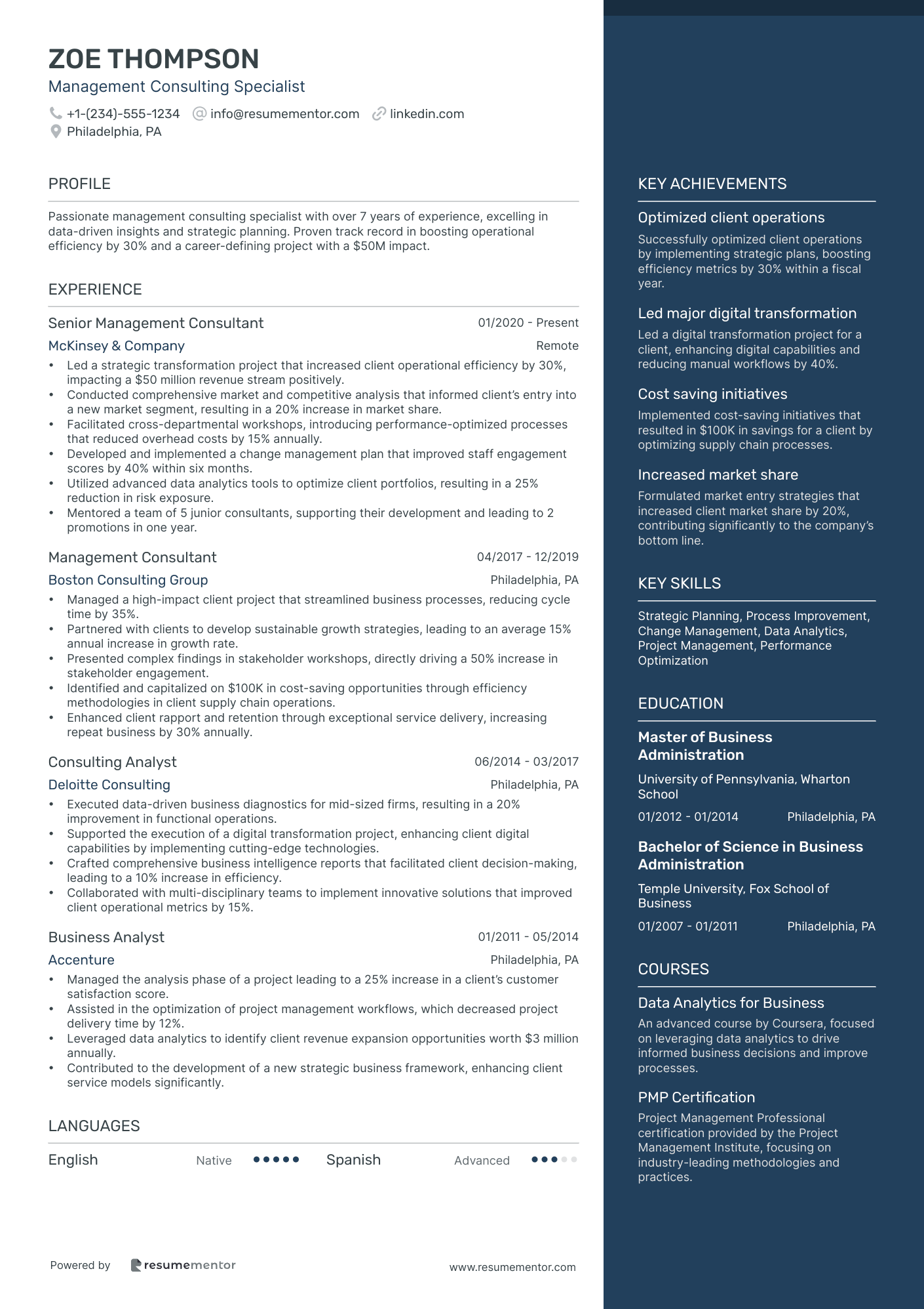 Consulting Resume Examples - Free to Edit ATS-Friendly PDF - 2025