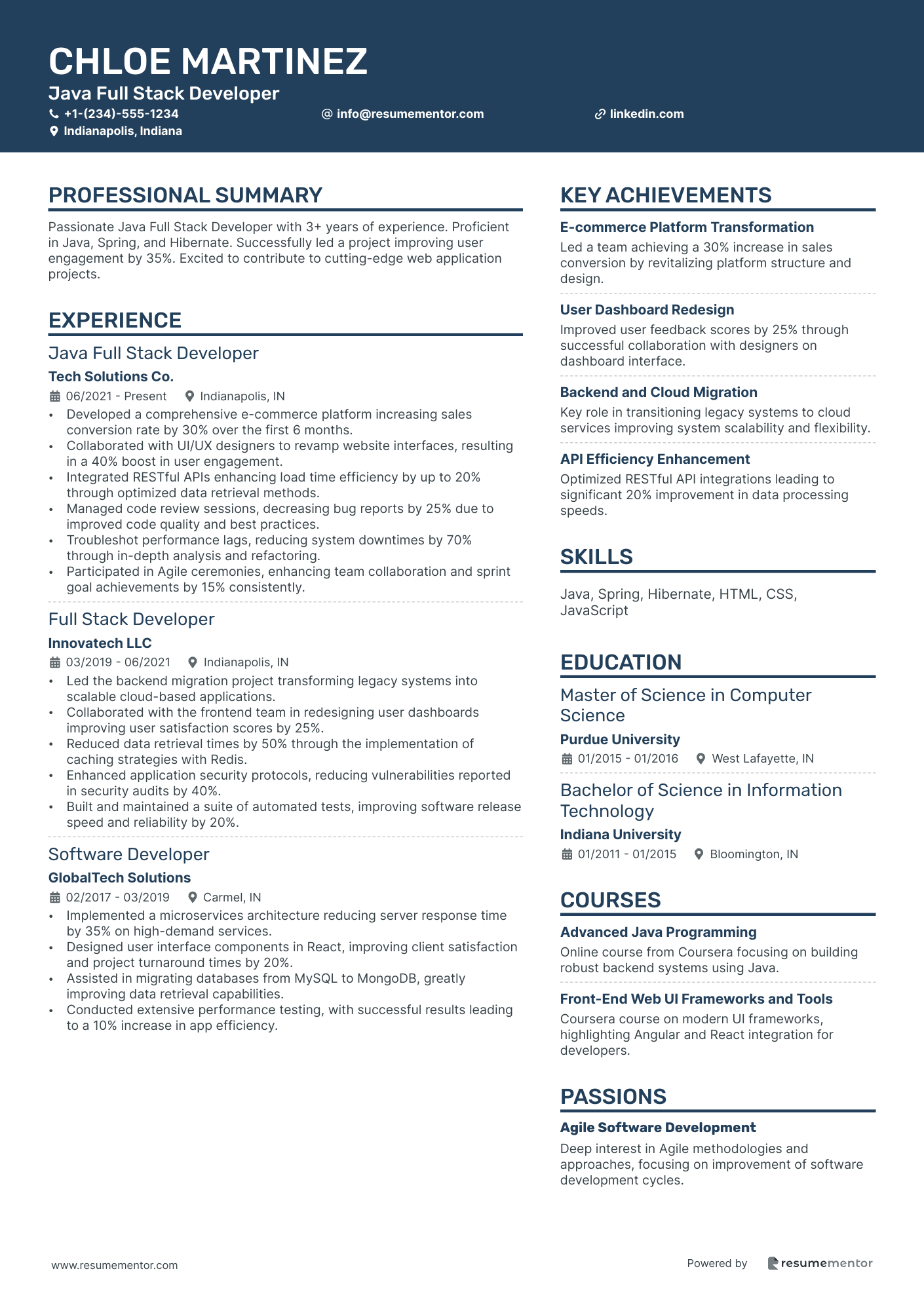 Java Developer Resume Example - Free to Edit ATS-Friendly PDF - 2025