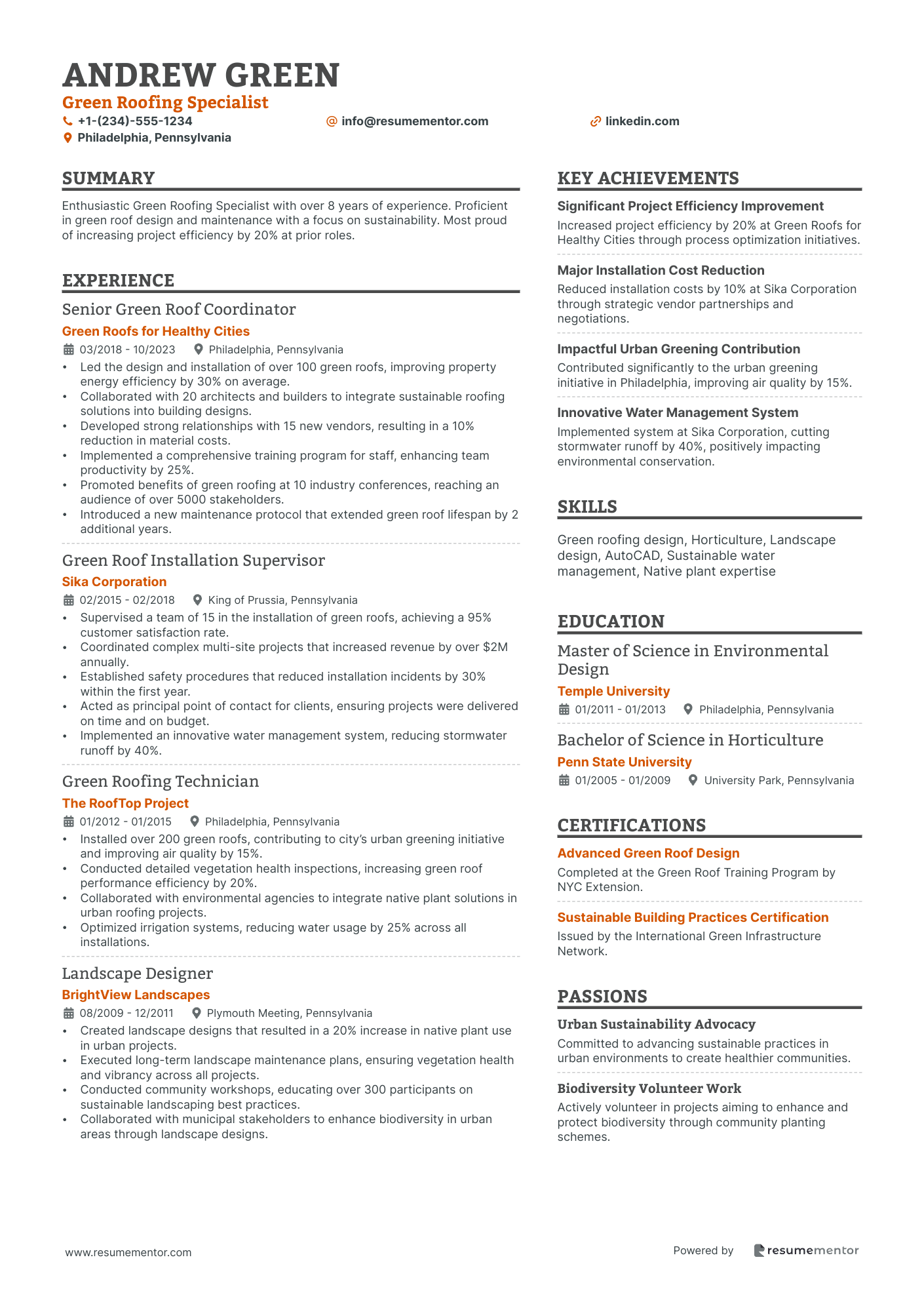 Roofing Contractor Resume Examples - Free to Edit ATS-Friendly PDF - 2025