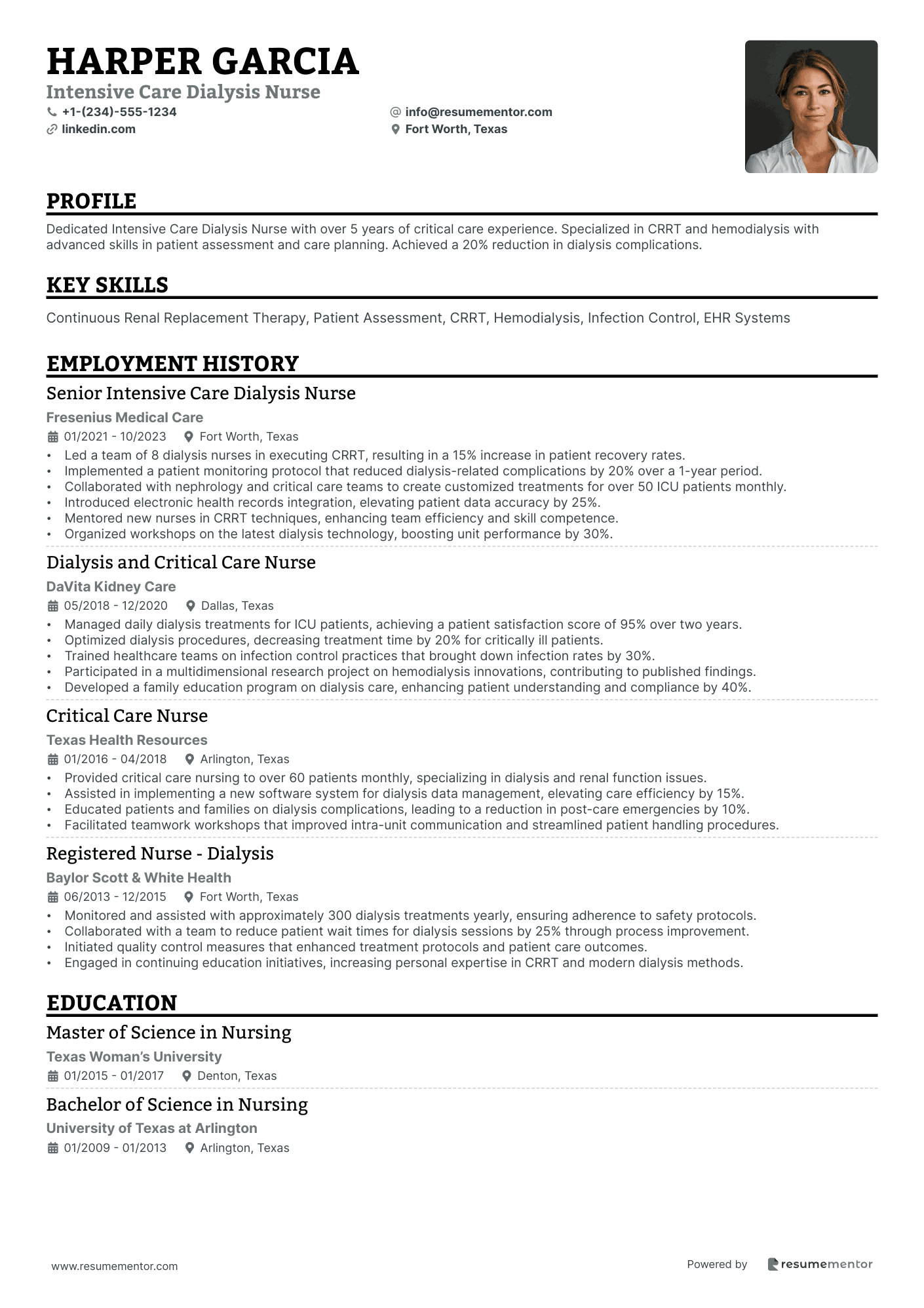 Dialysis Nurse Resume Example - Free to Edit ATS-Friendly PDF - 2025