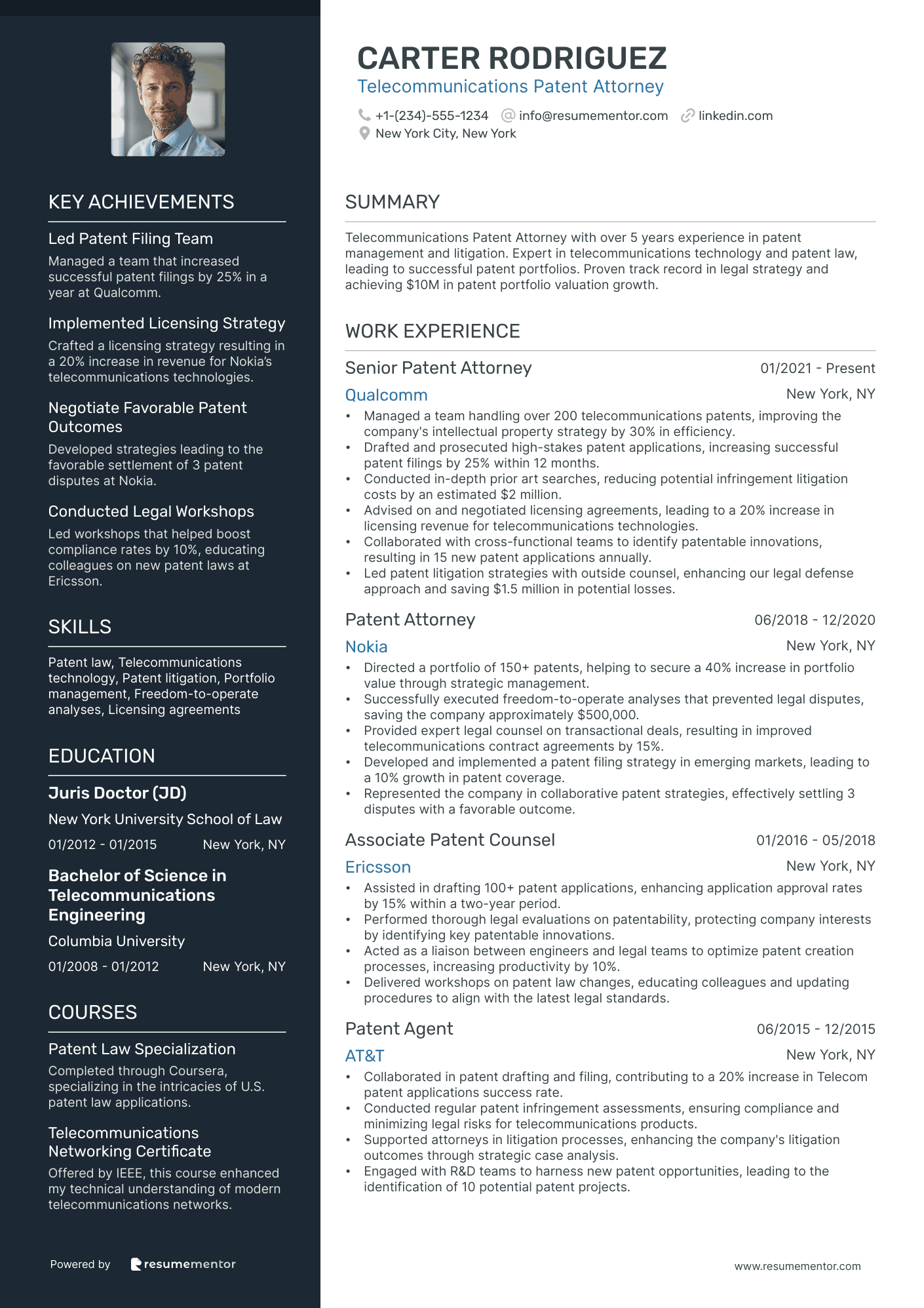 Patent Attorney Resume Example - Free to Edit ATS-Friendly PDF - 2025