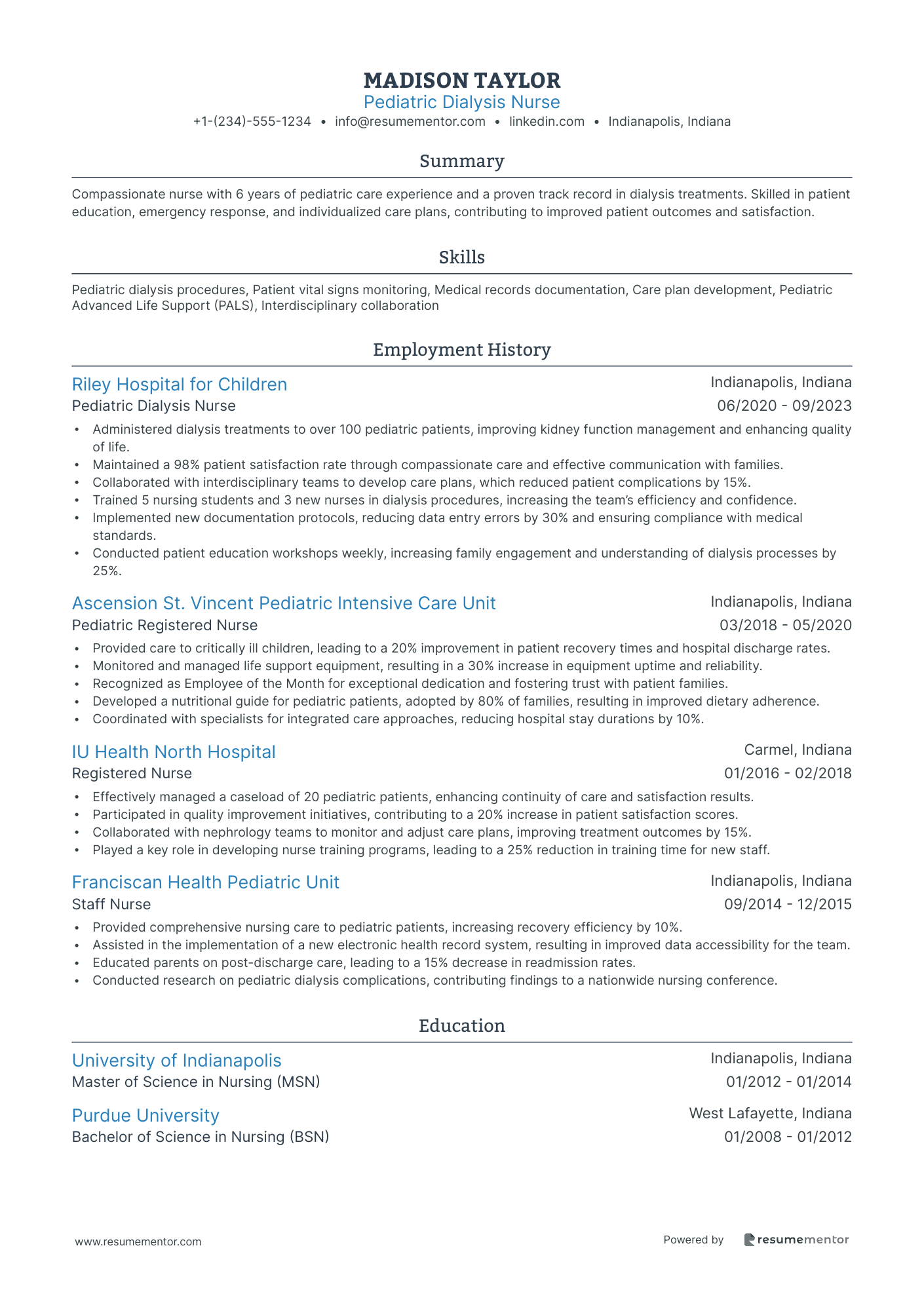 Dialysis Nurse Resume Example - Free to Edit ATS-Friendly PDF - 2025