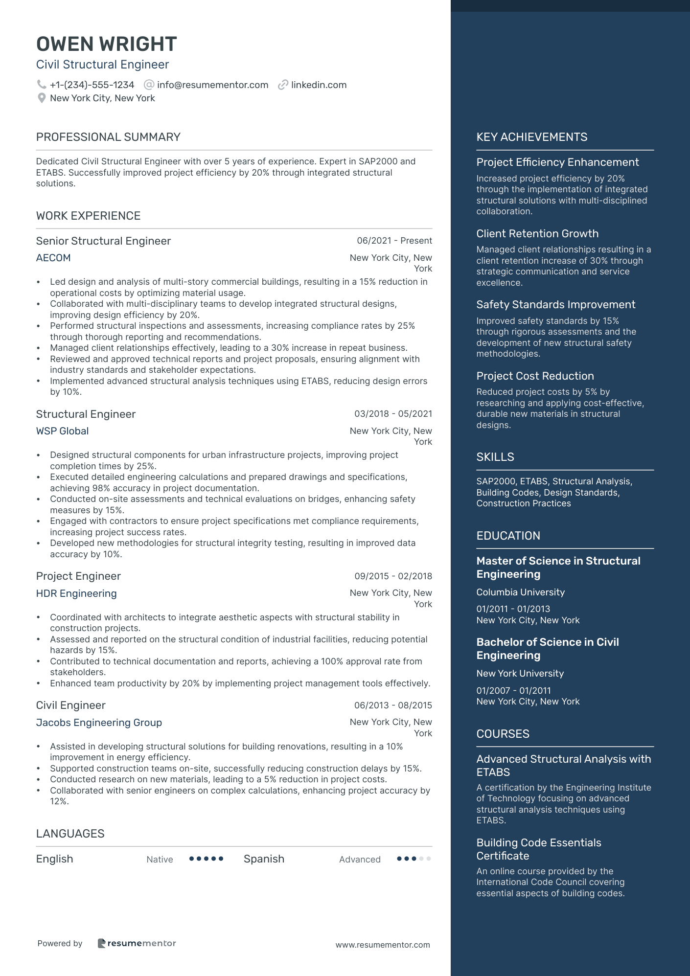 Structural Engineer Resume Example - Free to Edit ATS-Friendly PDF - 2025