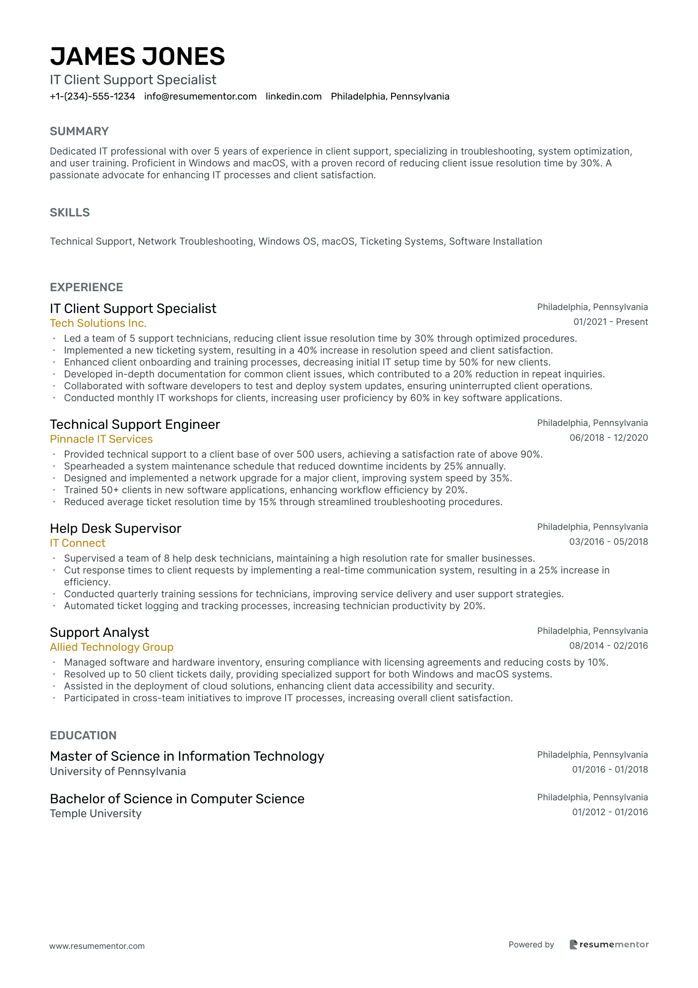 Client Support Specialist Resume Examples - Free to Edit ATS-Friendly ...