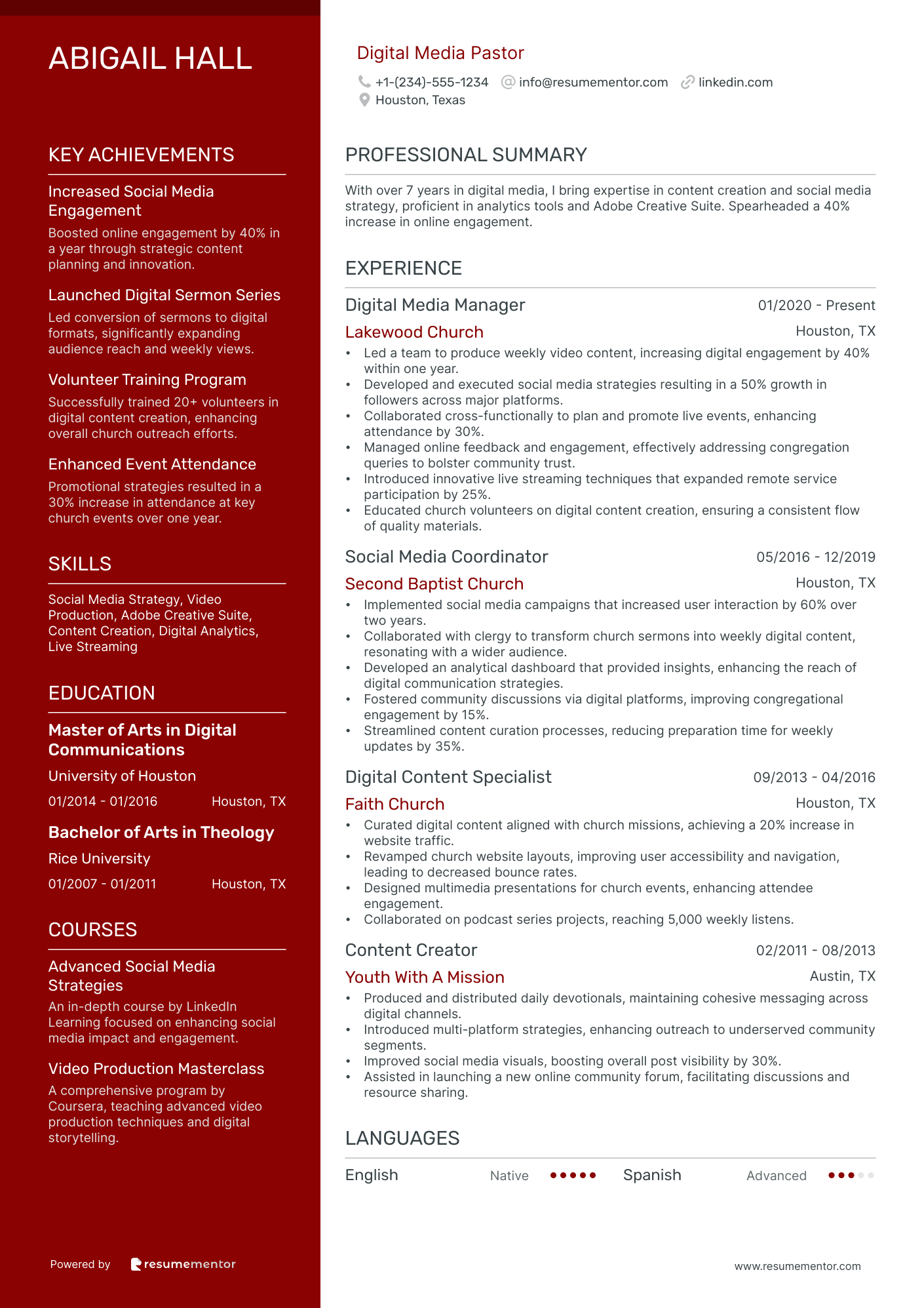 Pastor Resume Examples - Free to Edit ATS-Friendly PDF - 2025