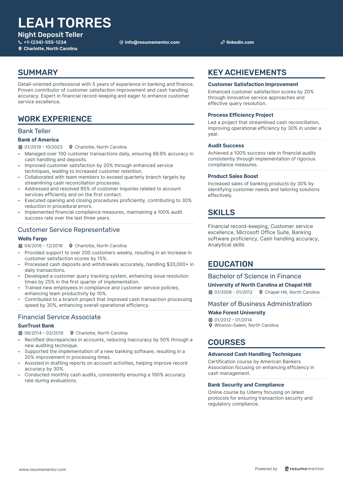 Bank Teller Resume Examples - Free to Edit ATS-Friendly PDF - 2025