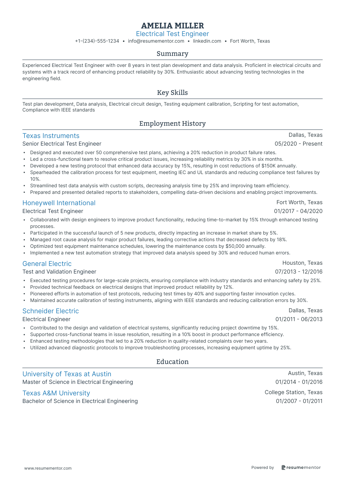 Test Engineer Resume Example - Free to Edit ATS-Friendly PDF - 2025