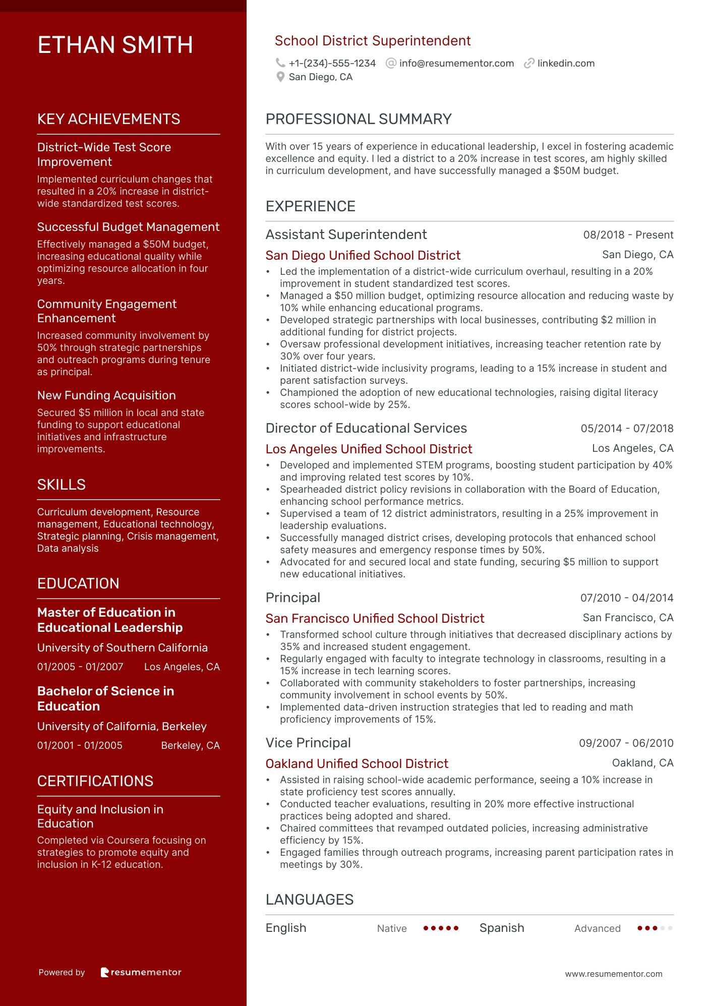 Superintendent Resume Examples - Free to Edit ATS-Friendly PDF - 2025