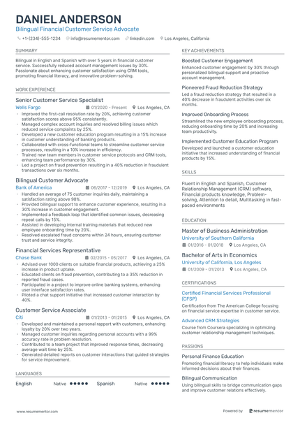 Bilingual Customer Service Representative Resume Examples - Free to ...