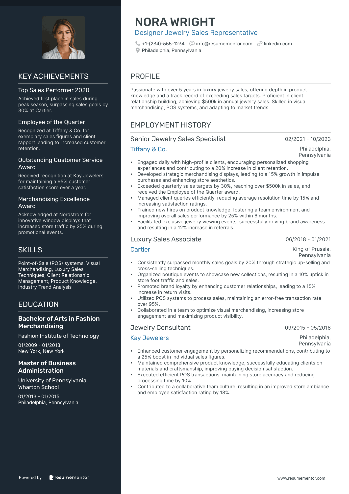 Jewelry Sales Resume Example - Free to Edit ATS-Friendly PDF - 2025