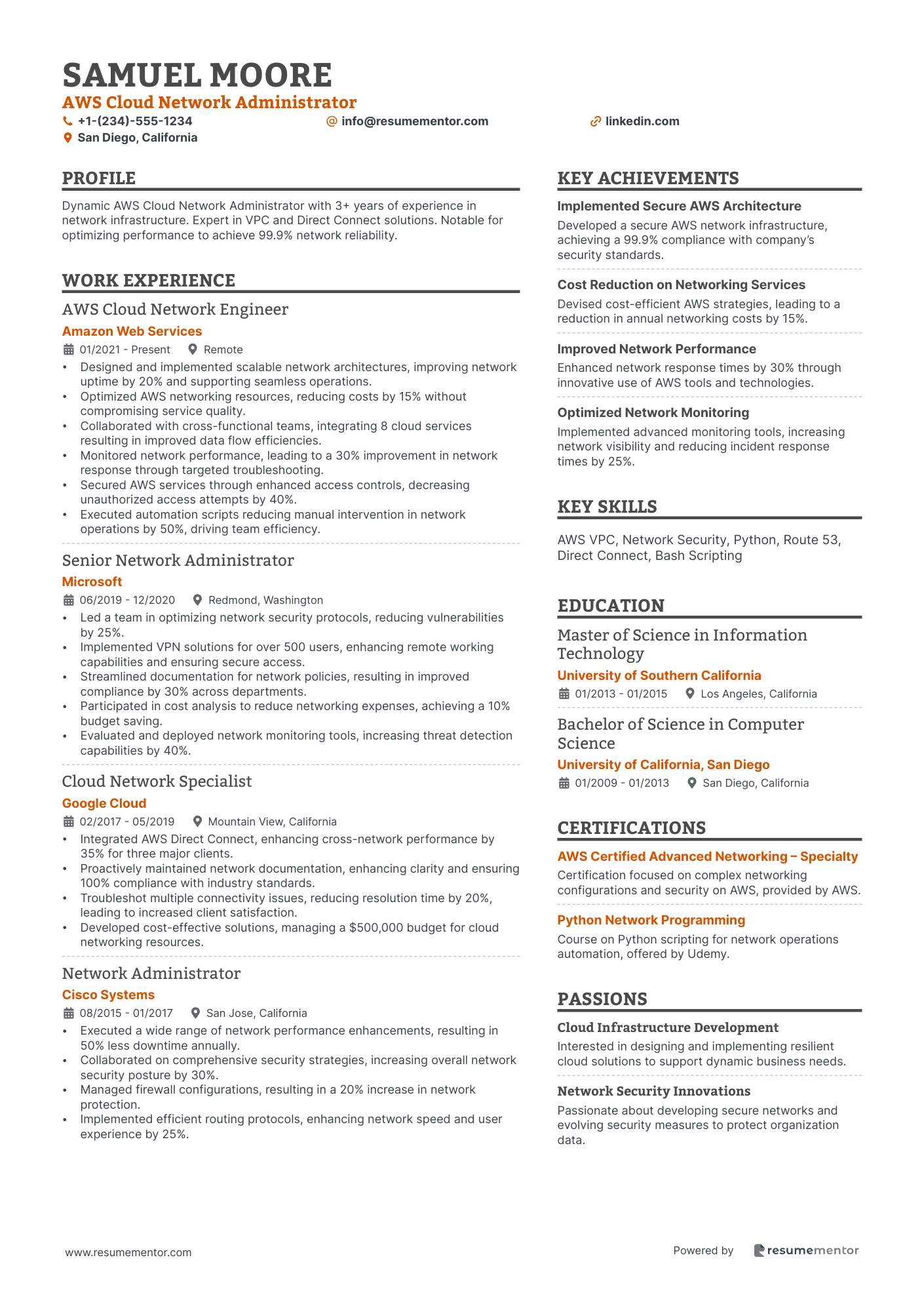 AWS Cloud Resume Example - Free to Edit ATS-Friendly PDF - 2025