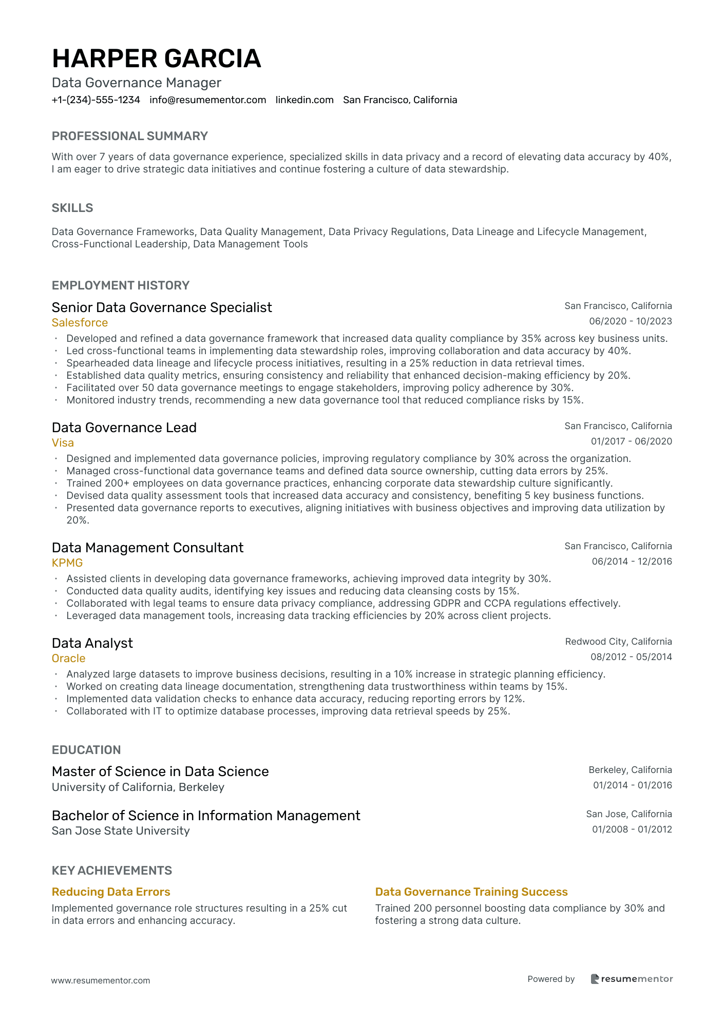 Data Manager Resume Example - Free to Edit ATS-Friendly PDF - 2025