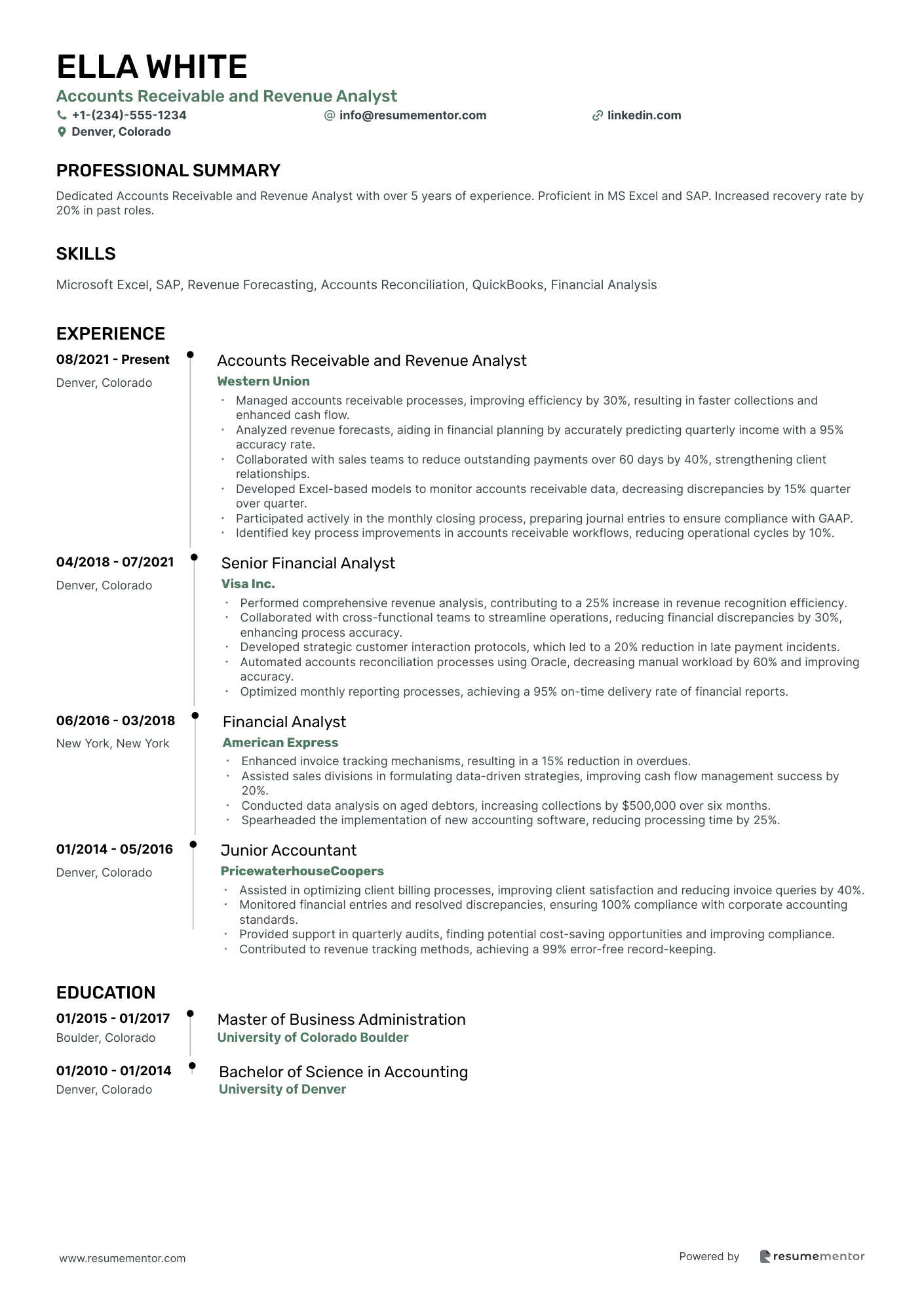 Accounts Receivable Resume Examples - Free to Edit ATS-Friendly PDF - 2025