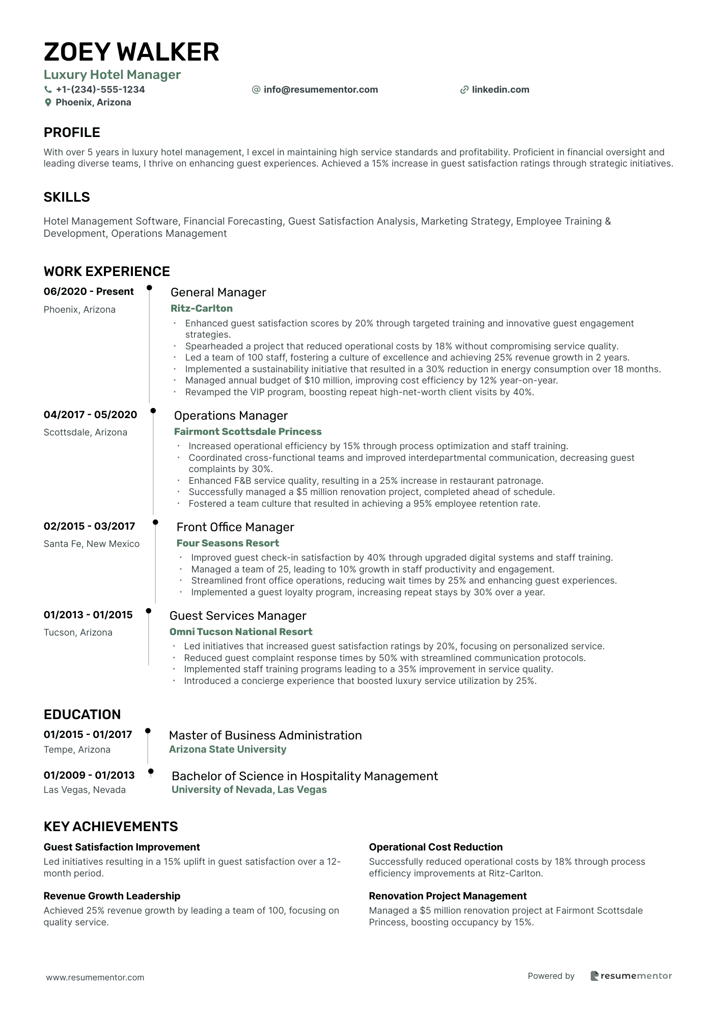 Hotel Manager Resume Examples - Free to Edit ATS-Friendly PDF - 2025