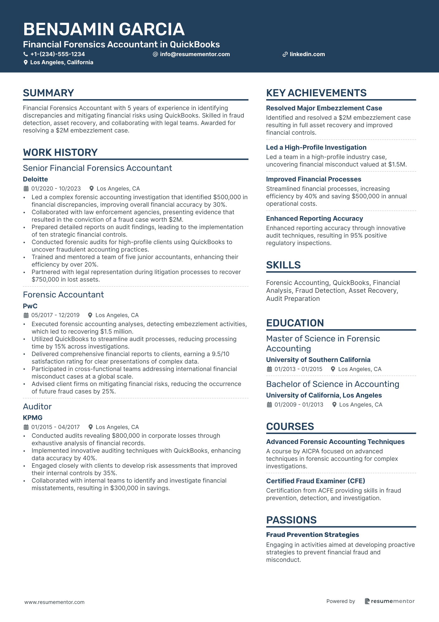 Quickbooks Accountant Resume Example - Free to Edit ATS-Friendly PDF - 2025
