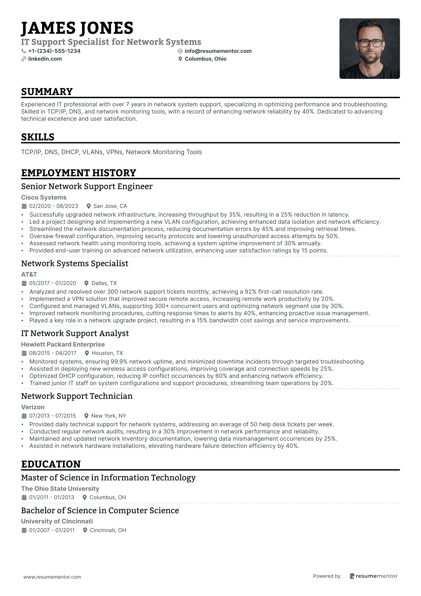 IT Support Resume Example - Free to Edit ATS-Friendly PDF - 2025