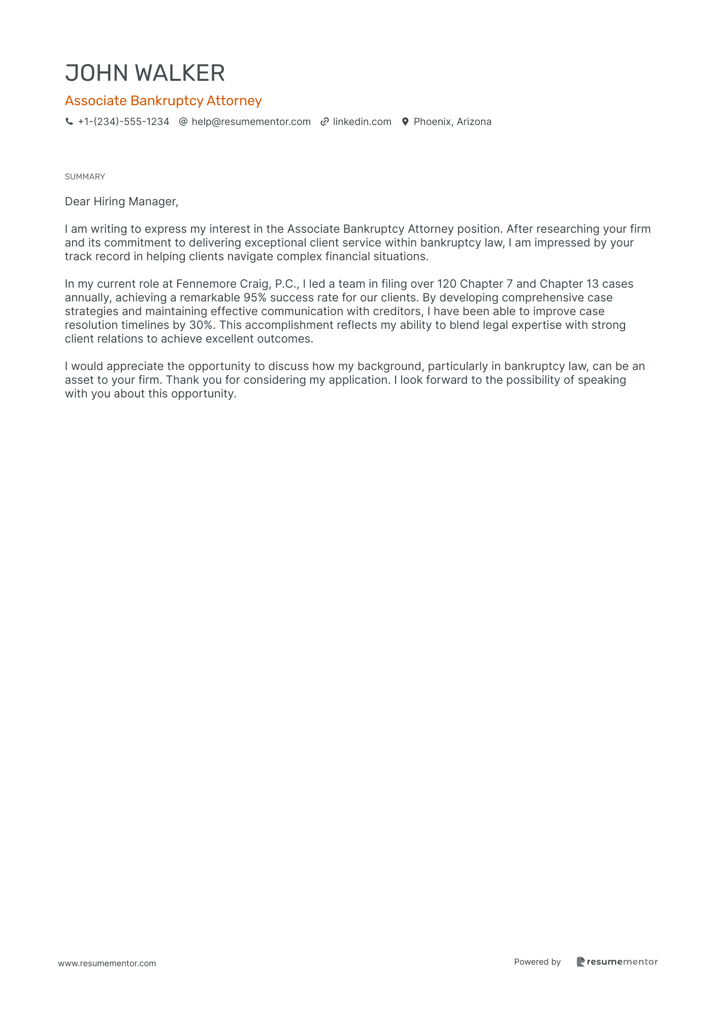 Associate Attorney Cover Letter Examples by ResumeMentor.com ...