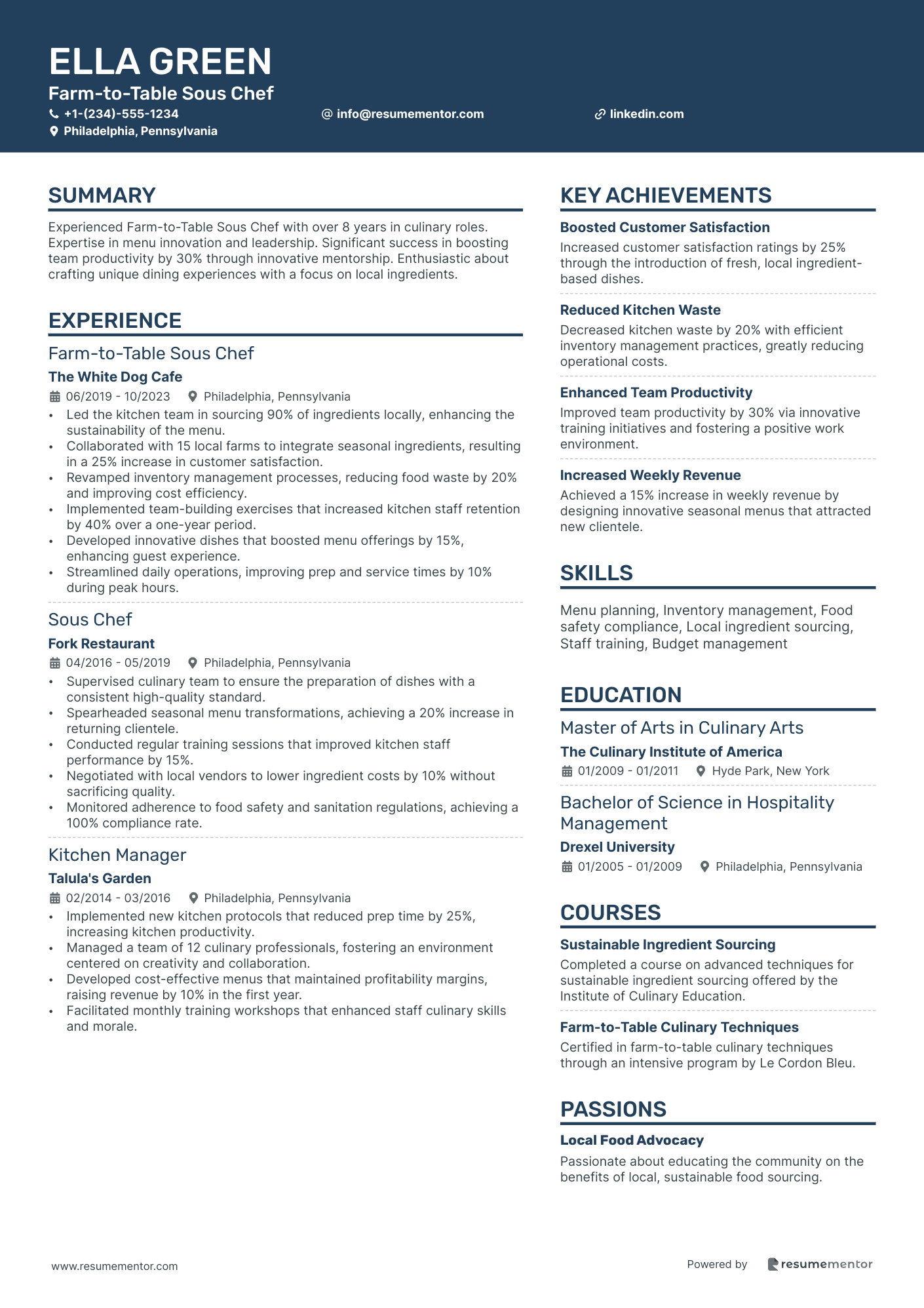 Sous Chef Resume Examples - Free to Edit ATS-Friendly PDF - 2025