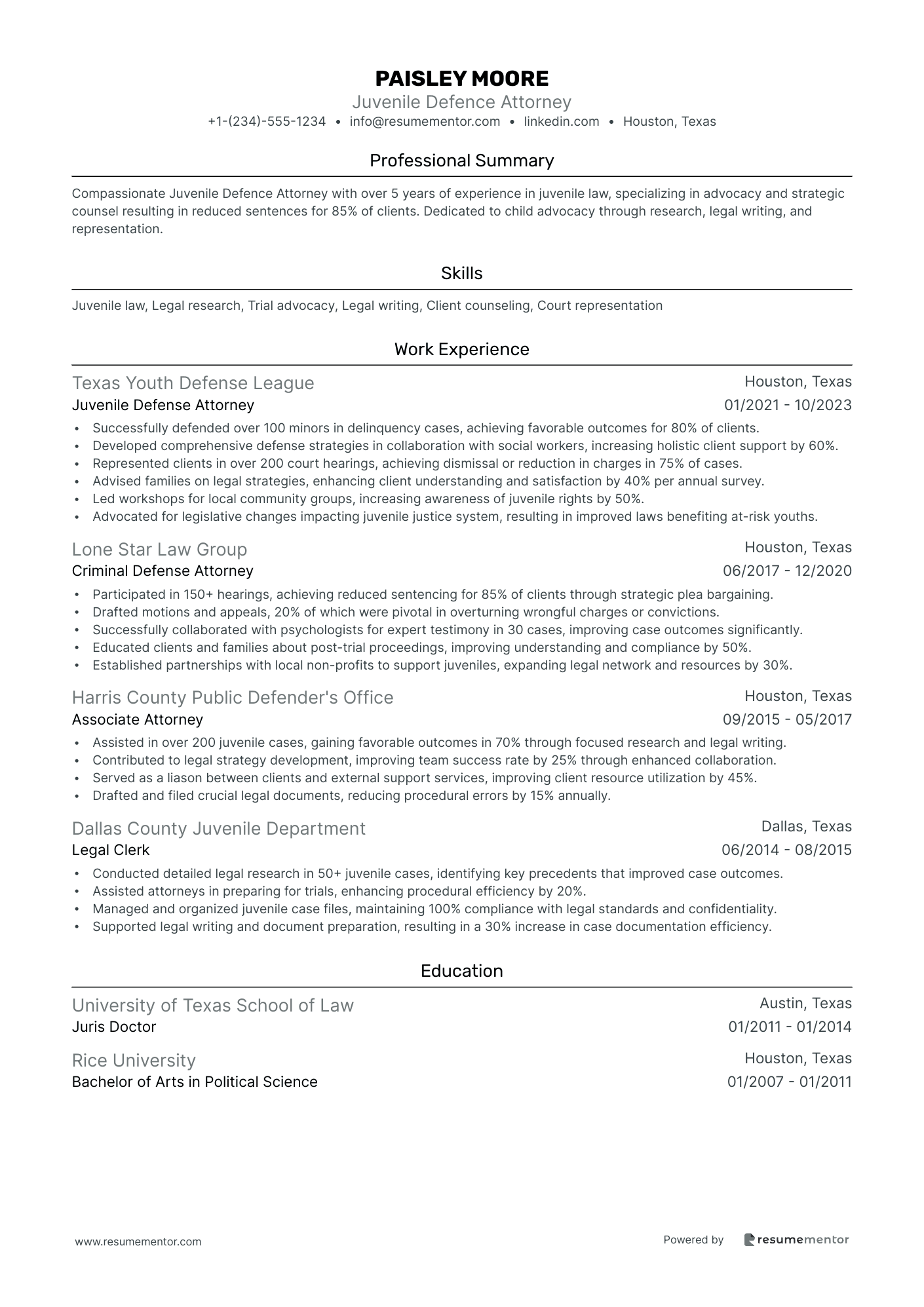 Defence Lawyer Resume Example - Free to Edit ATS-Friendly PDF - 2025
