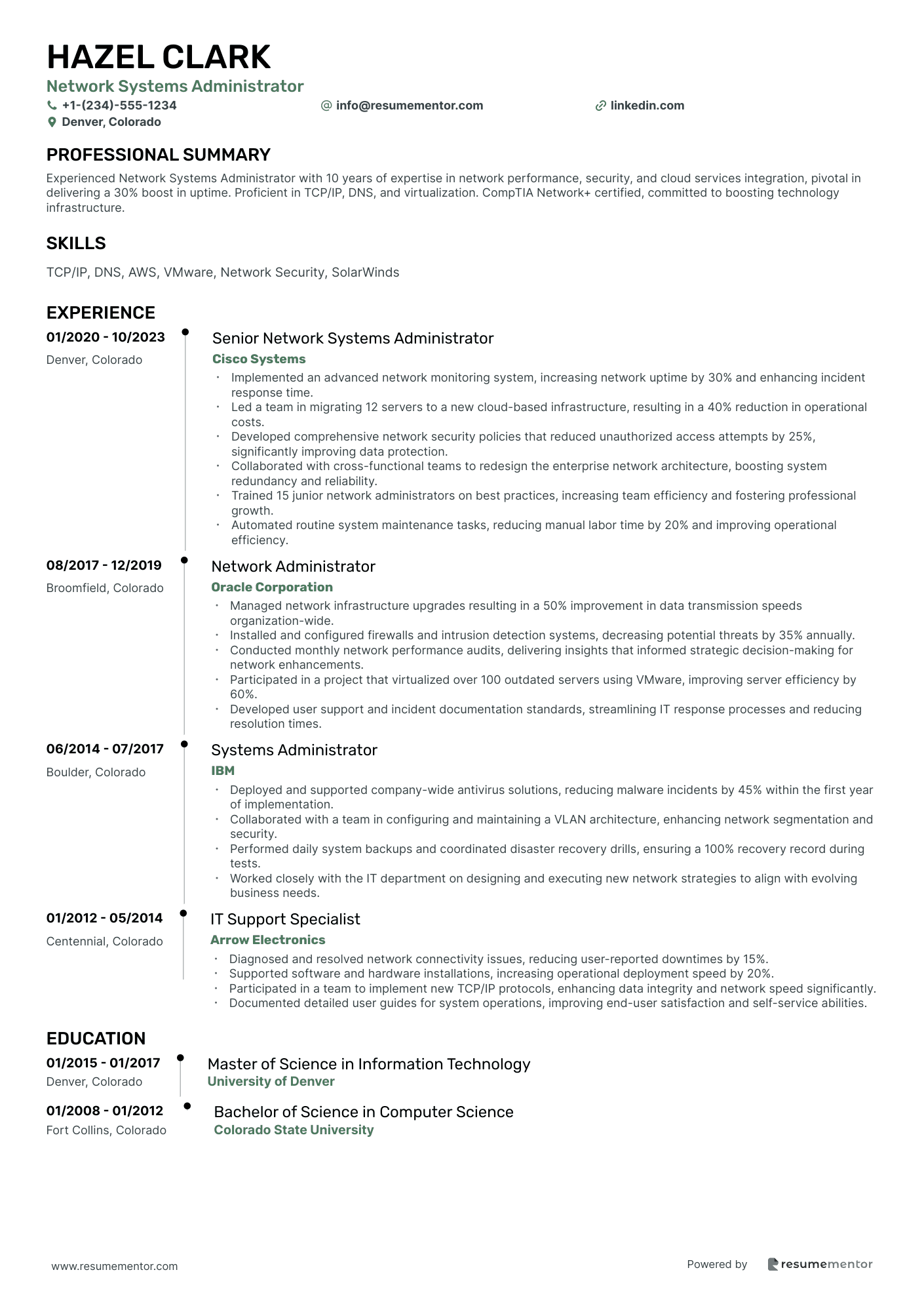 System Administrator Resume Examples - Free to Edit ATS-Friendly PDF - 2025