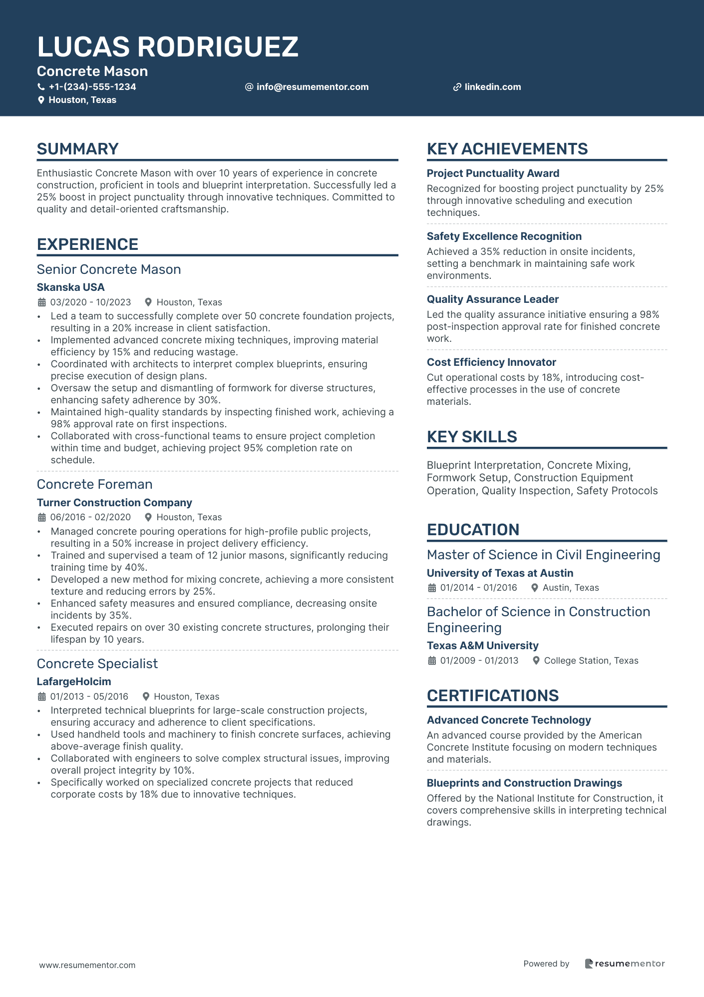 Mason Resume Examples - Free to Edit ATS-Friendly PDF - 2025