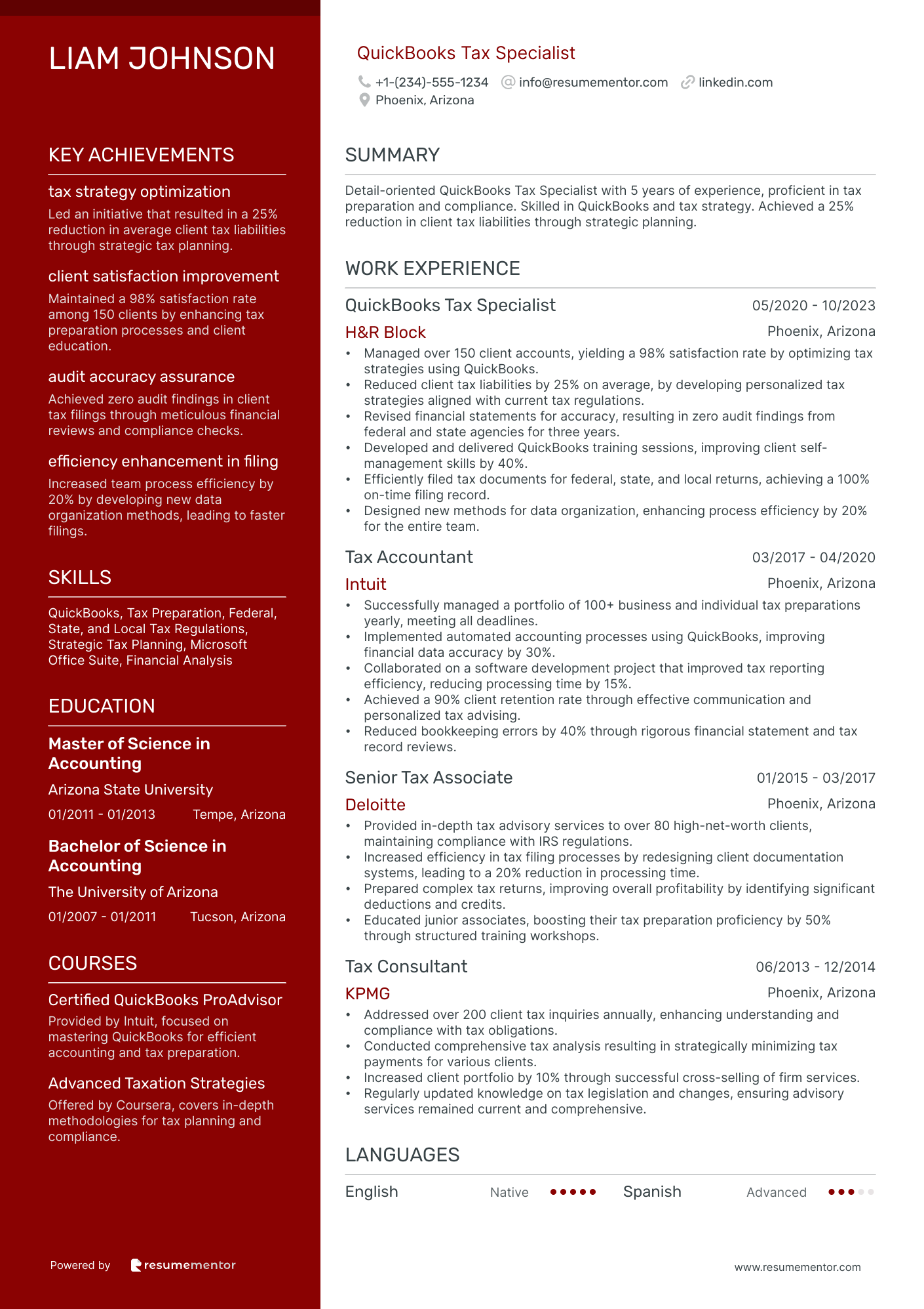 Quickbooks Accountant Resume Example - Free to Edit ATS-Friendly PDF - 2025