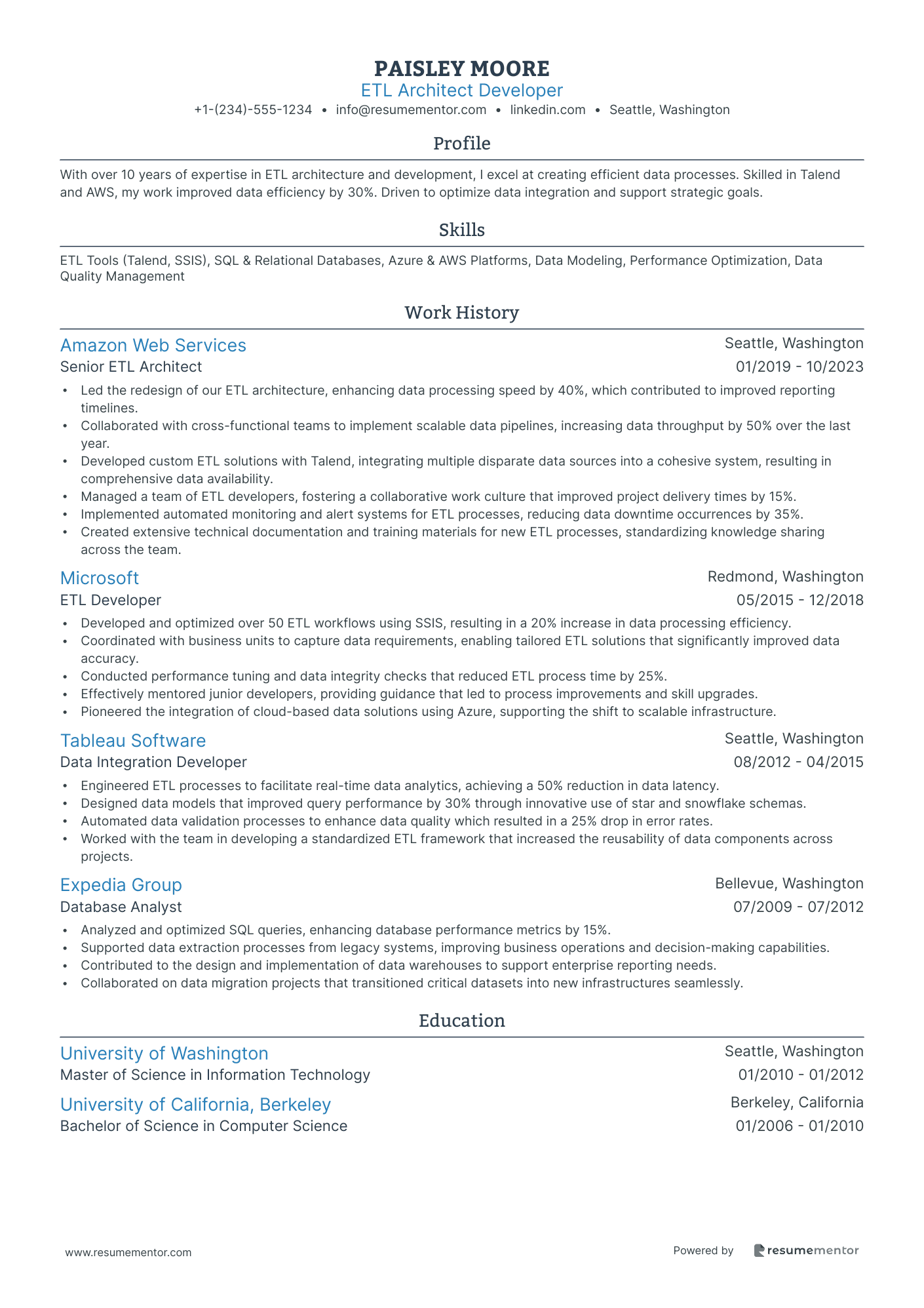 ETL Developer Resume Example - Free to Edit ATS-Friendly PDF - 2025
