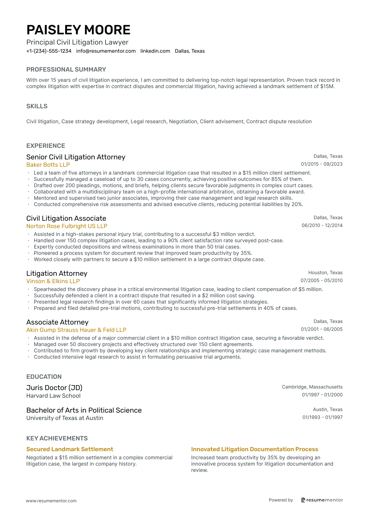 Senior Attorney Resume Example - Free to Edit ATS-Friendly PDF - 2025